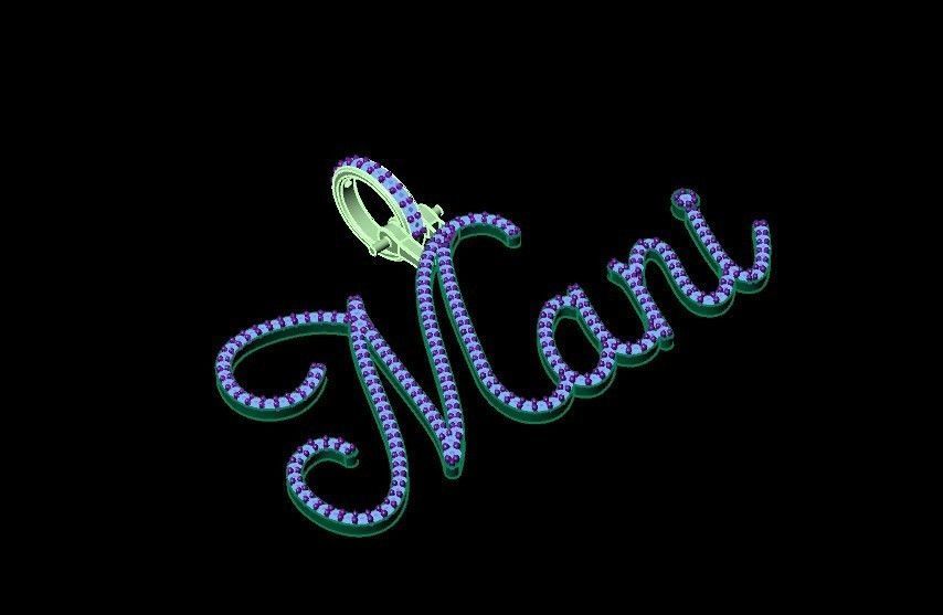 Model 1081 Mani Name Plate Diamond Pendant 3D model 3D printable | CGTrader