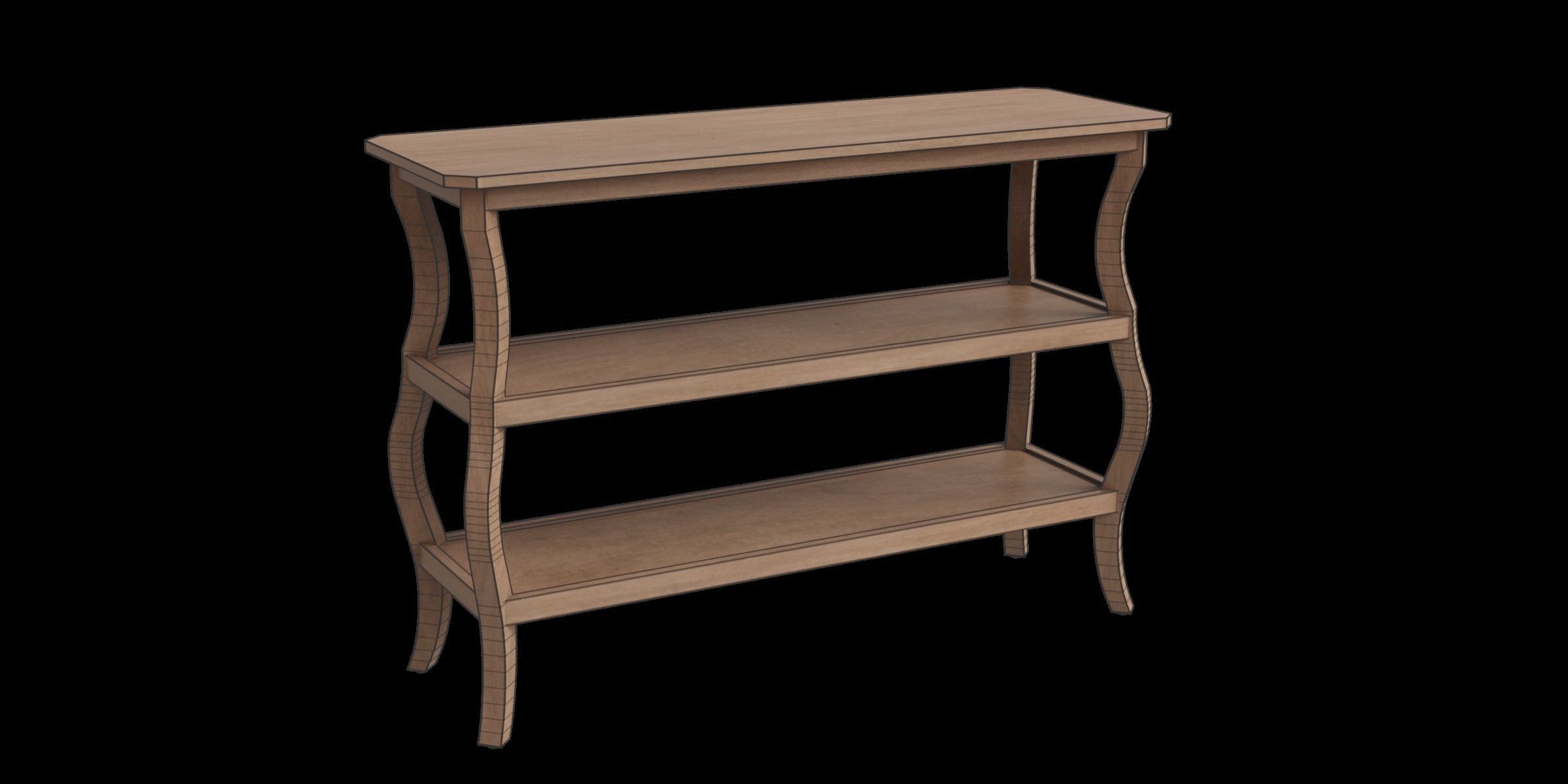 3D model Wooden Curve Legs Console Table VR / AR / low-poly | CGTrader