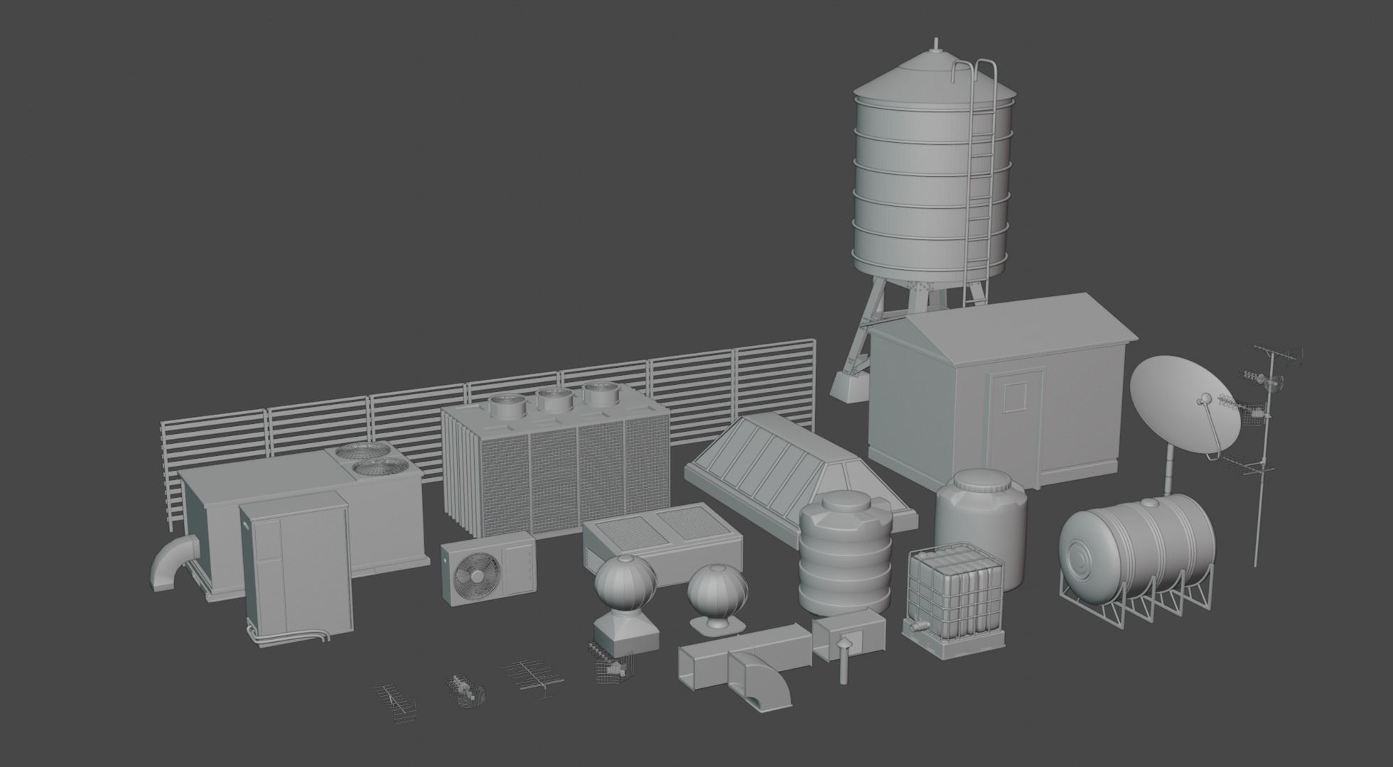 3D model Rooftop collection VR / AR / low-poly | CGTrader