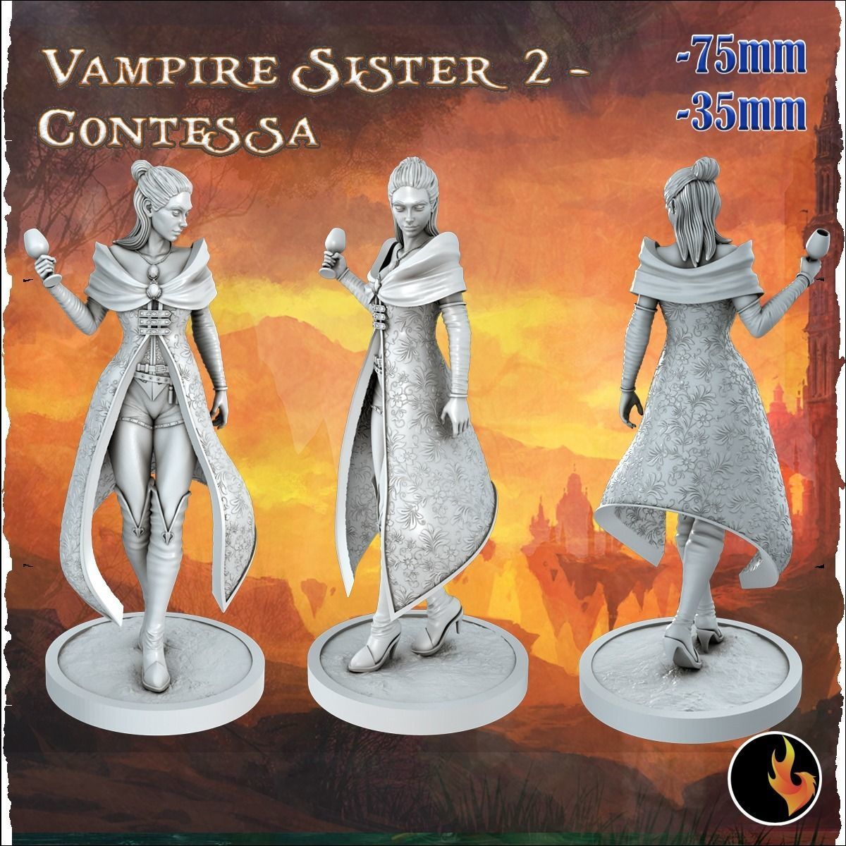 Contessa- Dark Fantasy Minis 3D model 3D printable | CGTrader