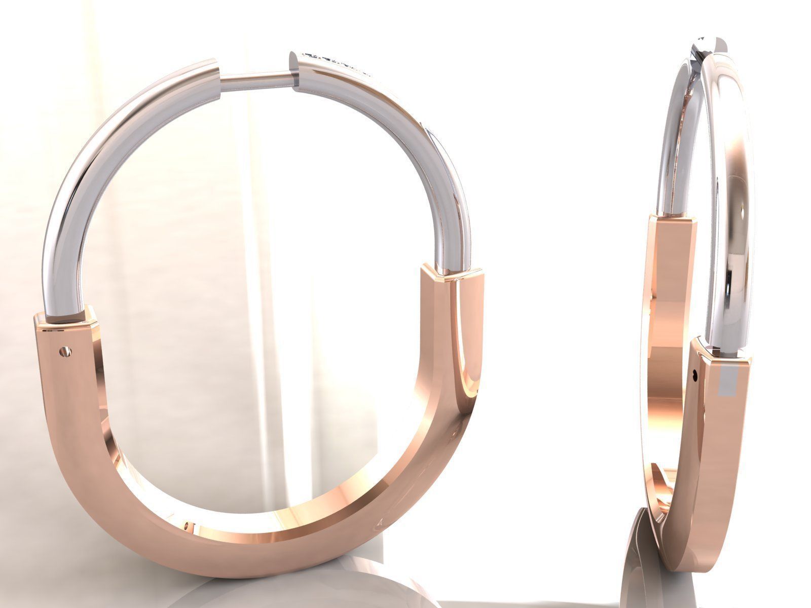 Lock Hoop Earrings T 3D model 3D printable | CGTrader
