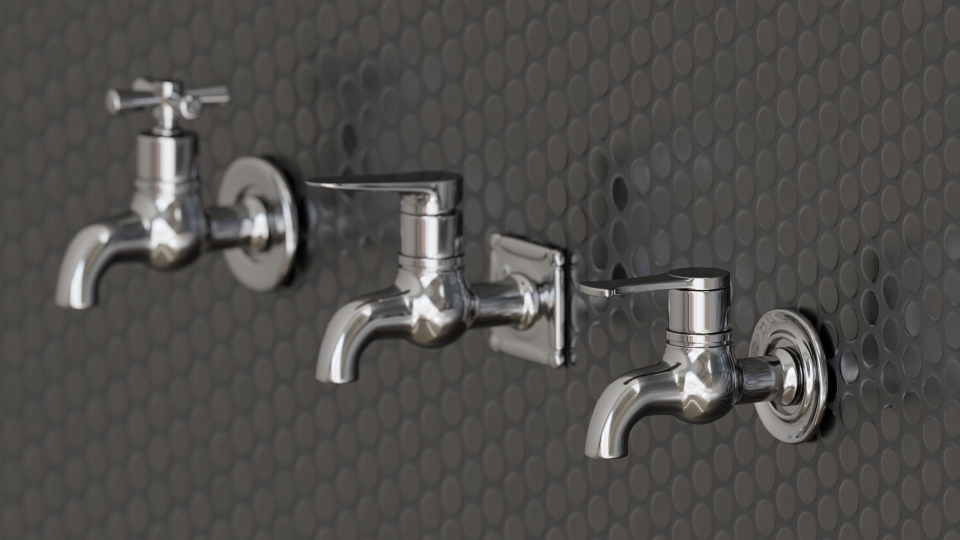 3D model Modern Bathroom Steel Tap Collection VR / AR / low-poly | CGTrader
