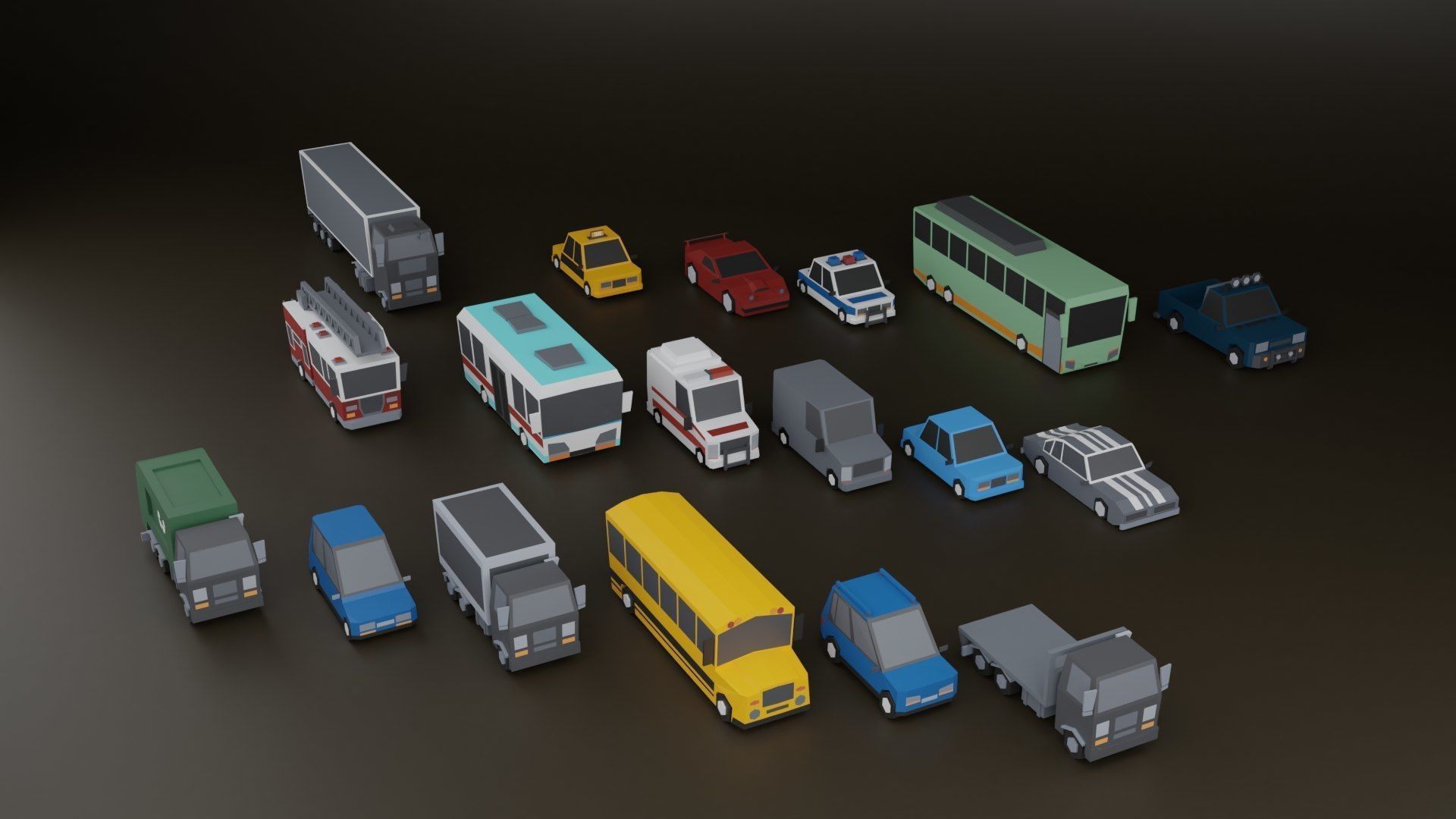3D model 3D Low Poly Mini City Pack VR / AR / low-poly | CGTrader