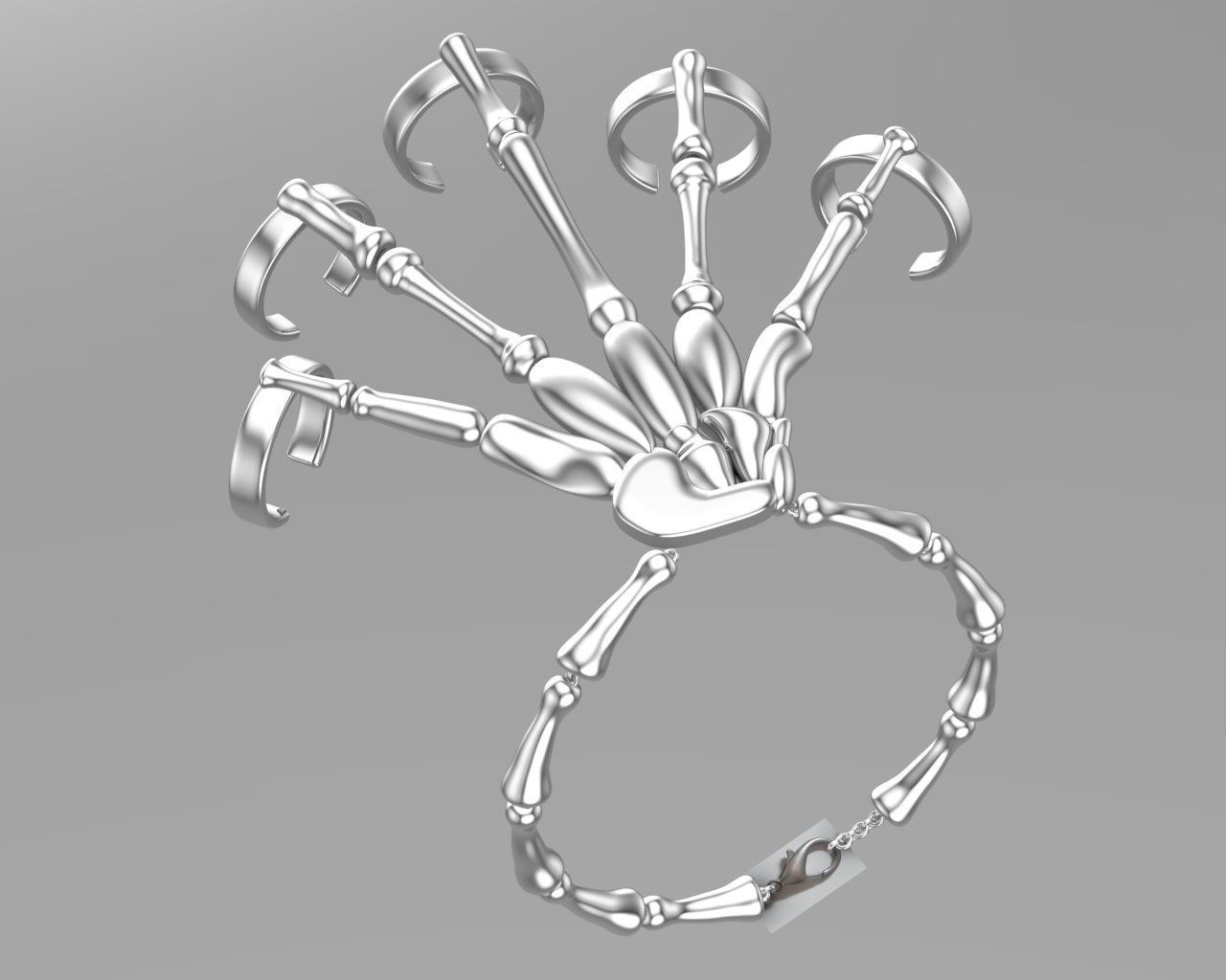 Helloween Skeleton Hand Ring And Bracelet 3D model 3D printable | CGTrader