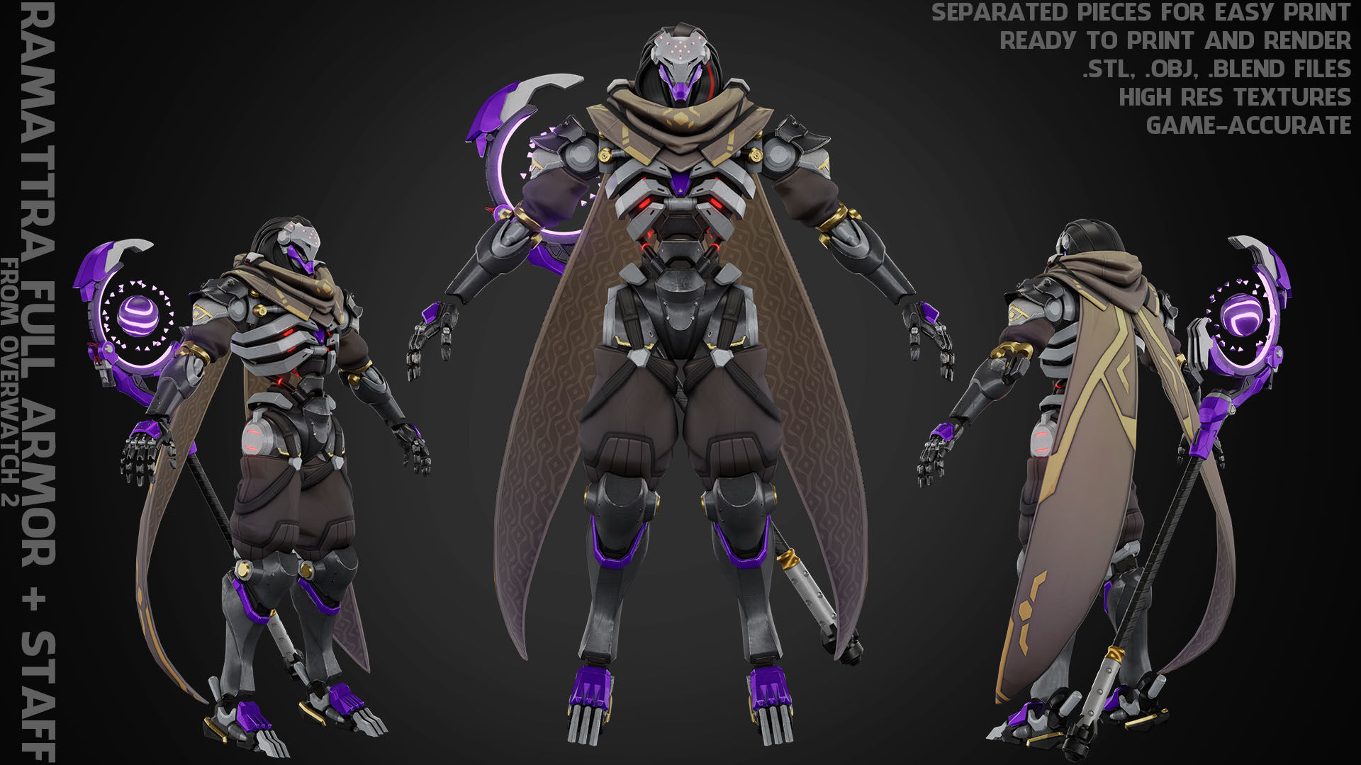Overwatch 2 Ramattra Full Armor and Staff For Cosplay 3D Model ...