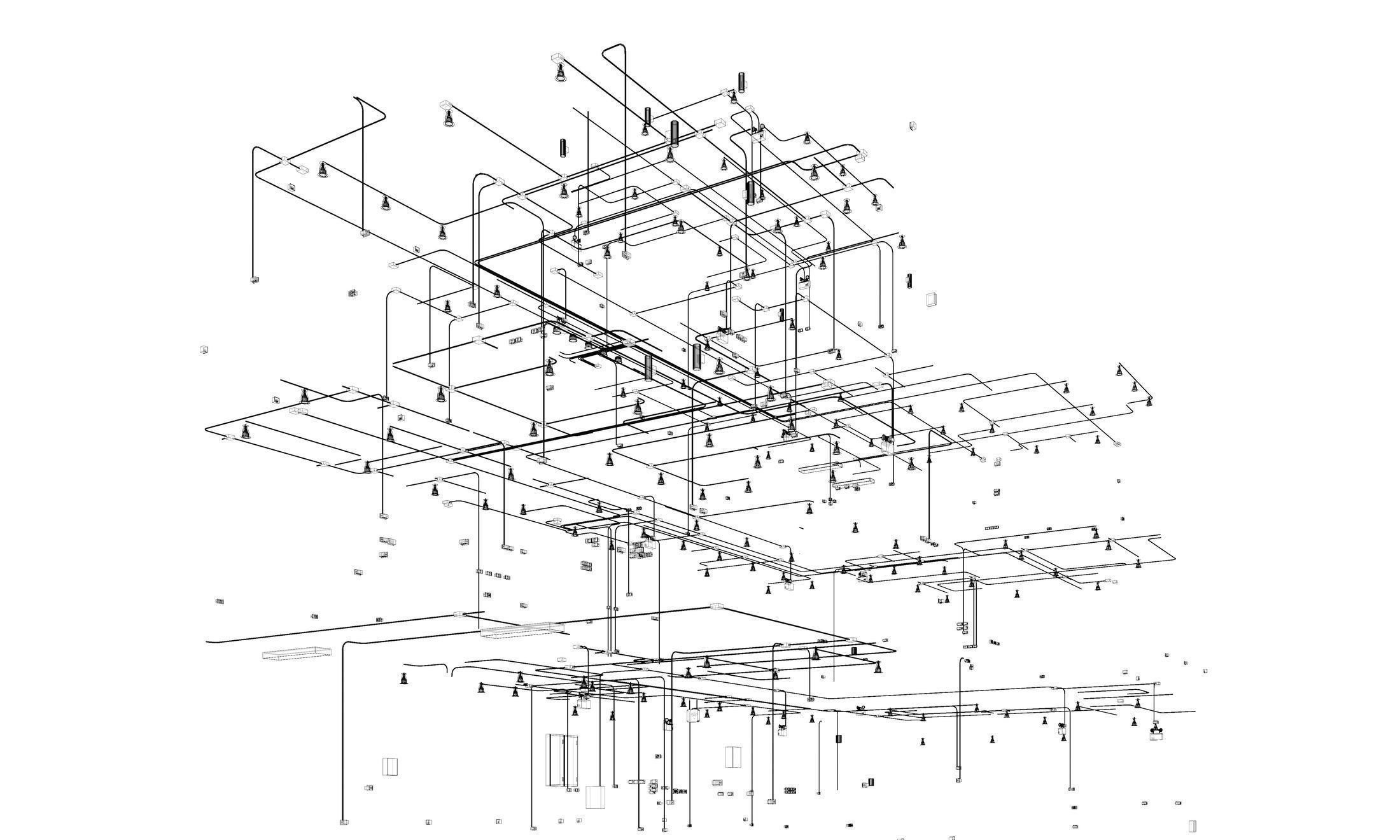 Electrical piping in building 3D model | CGTrader