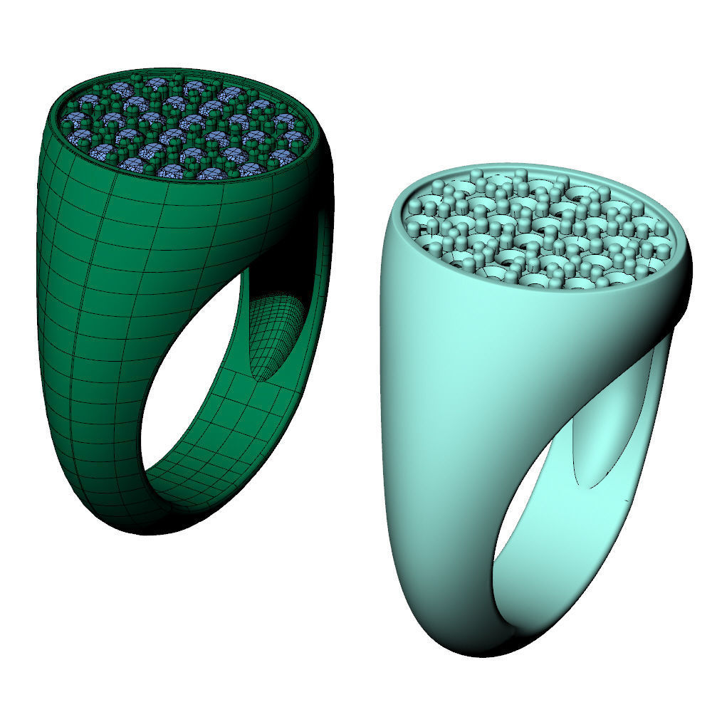 Signet Ring Pave 3D model 3D printable | CGTrader