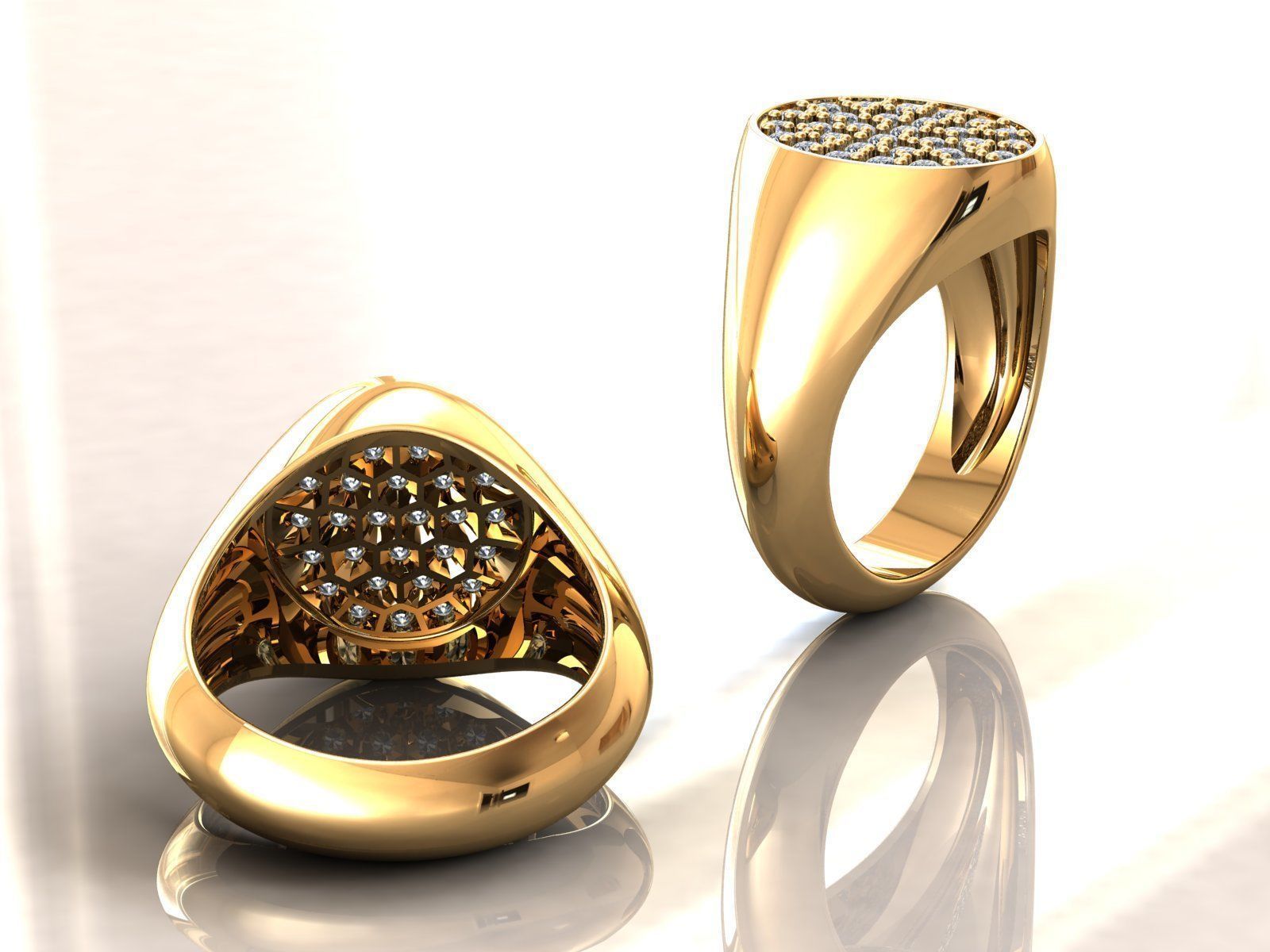 Signet Ring Pave 3D model 3D printable | CGTrader