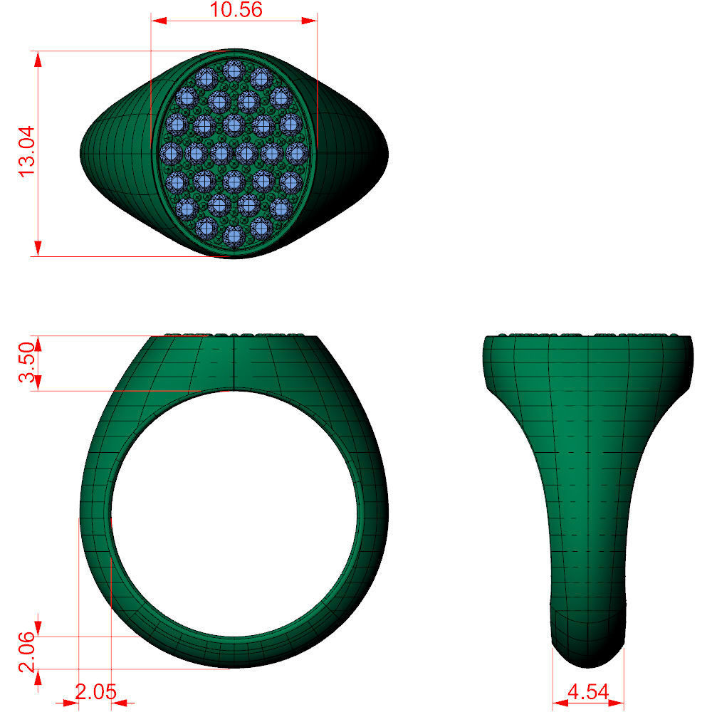 Signet Ring Pave 3D model 3D printable | CGTrader