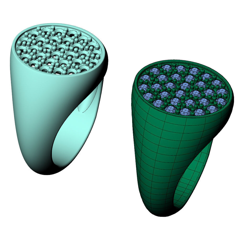 Signet Ring Pave 3D model 3D printable | CGTrader