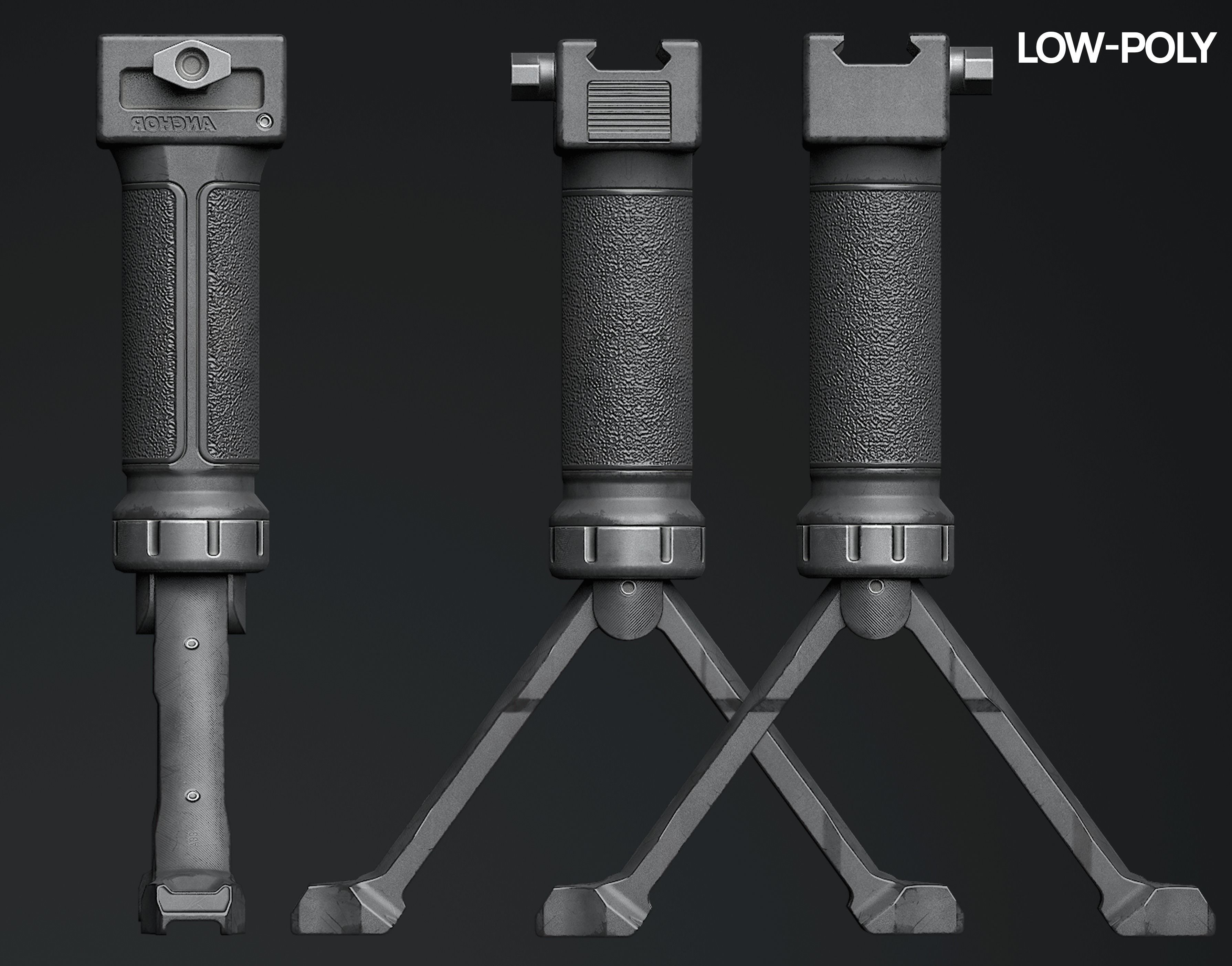 3D model Tactical Hand Grip Bipod For Picatinny rail VR / AR / low-poly ...