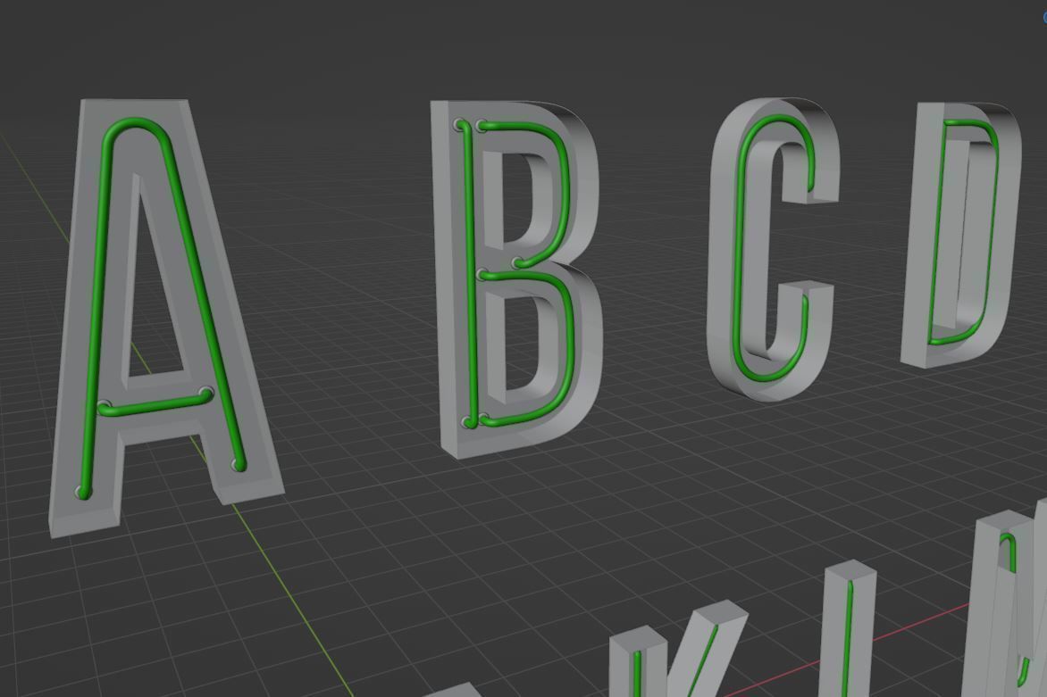 Neon Light Box Font 3D model | CGTrader