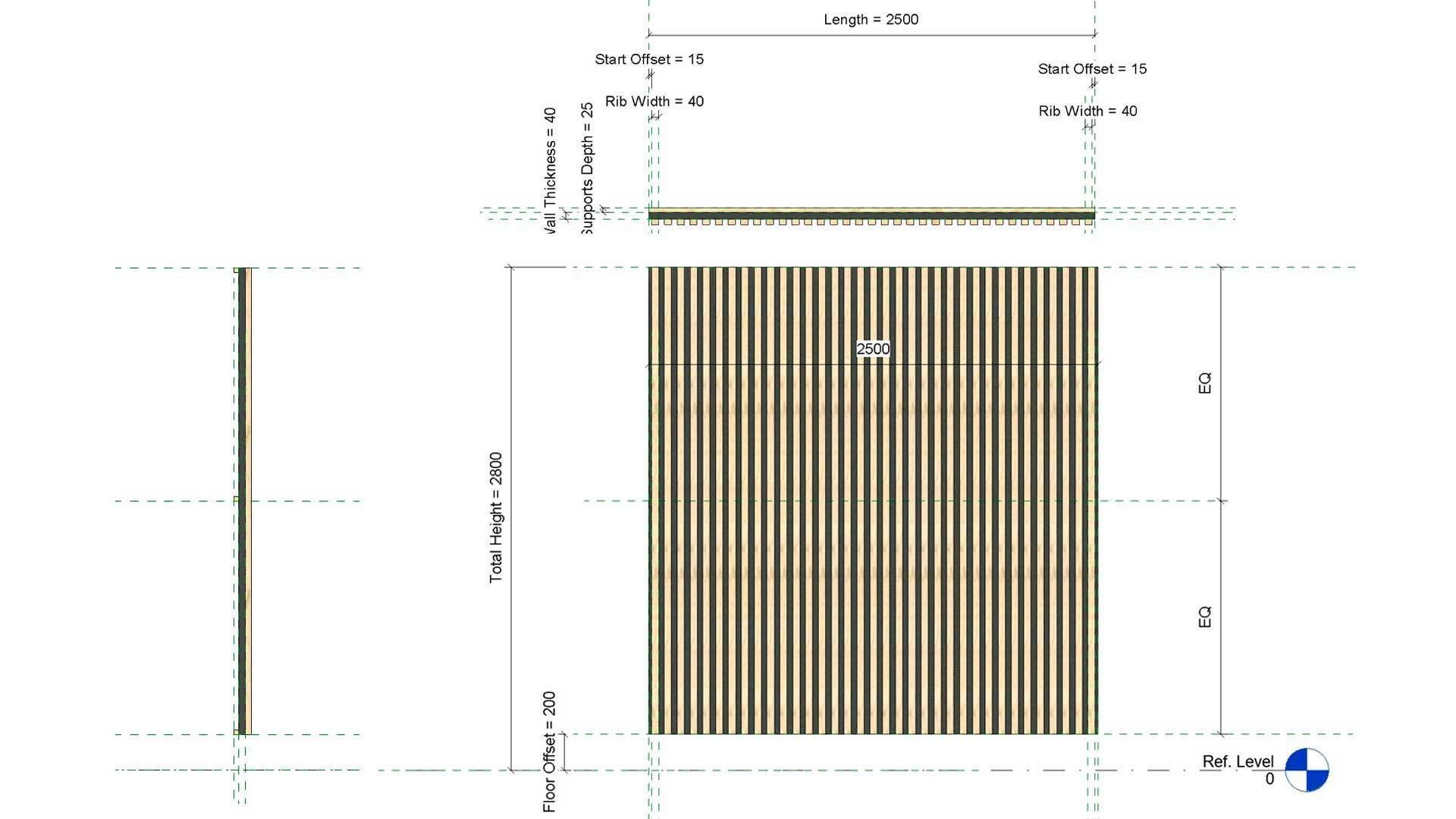 Fully Parametric Fluted Ribbed Wall Based Panel Family 3D model | CGTrader