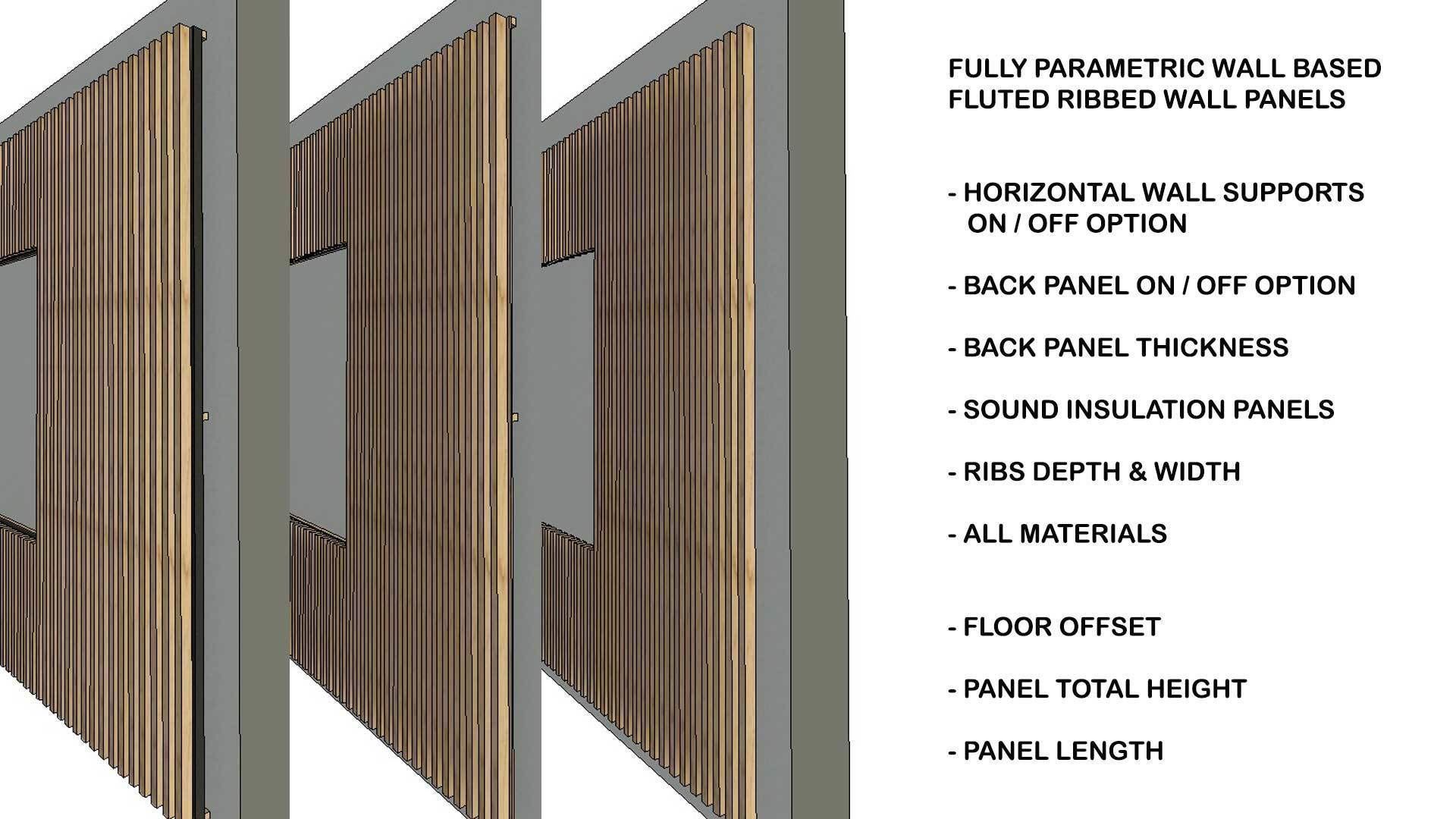 Fully Parametric Fluted Ribbed Wall Based Panel Family 3D model | CGTrader