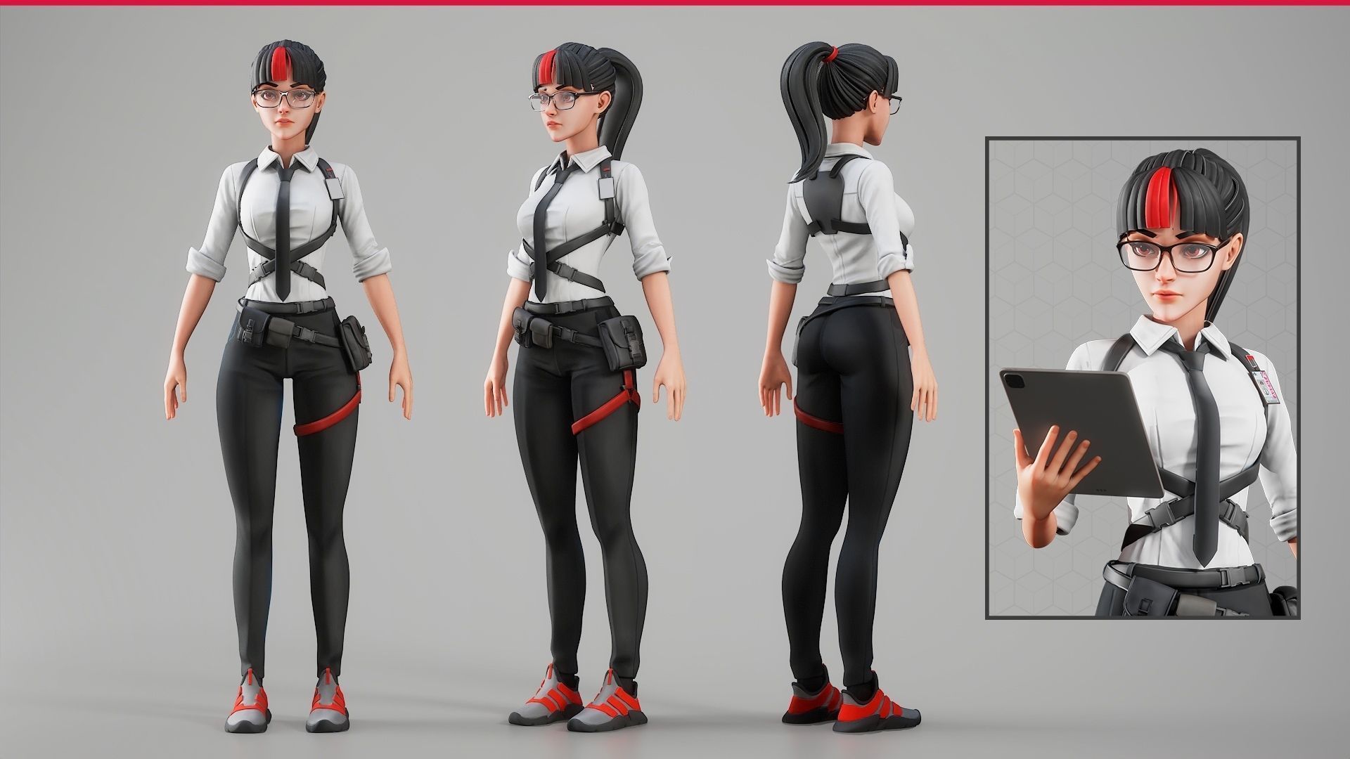 Stylized Strictly Dressed Girl Character 3D model | CGTrader
