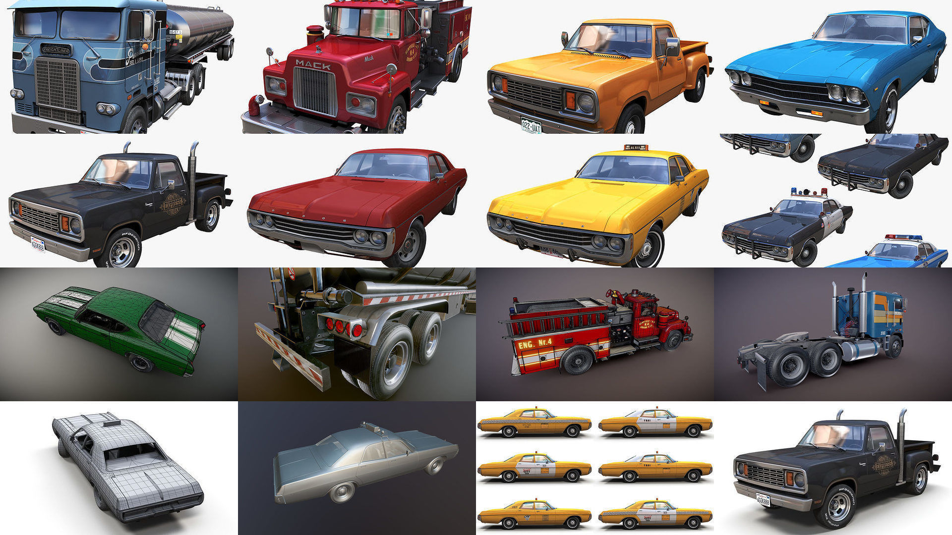 70s traffic cars collection VR / AR / low-poly | CGTrader
