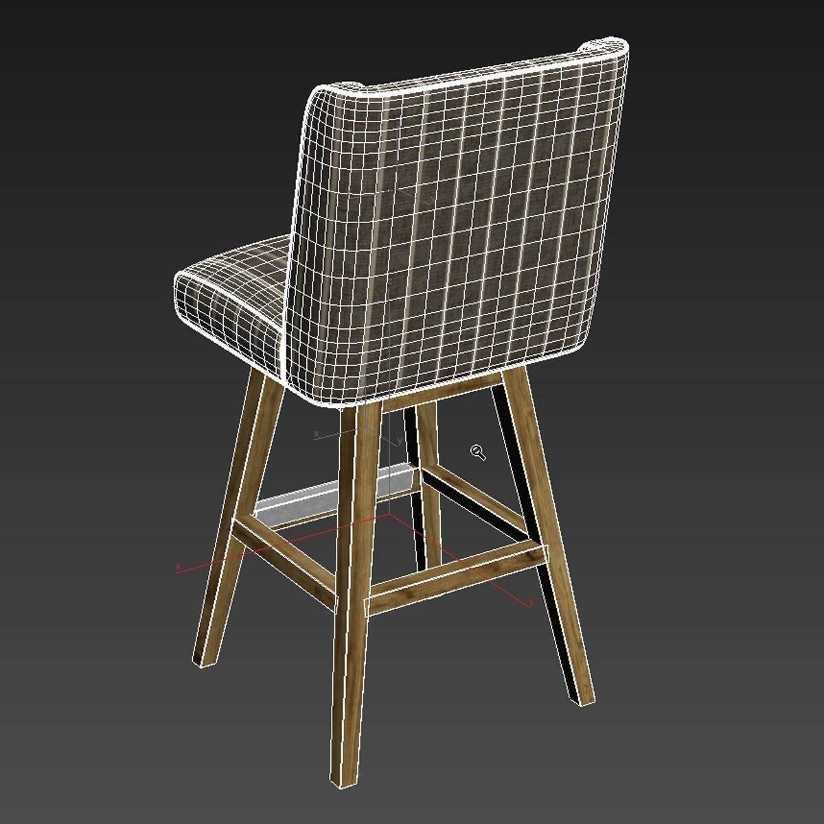 ALDER TWEED TRIBECA SWIVEL BAR STOOL 3D model | CGTrader