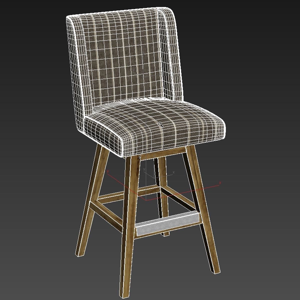 ALDER TWEED TRIBECA SWIVEL BAR STOOL 3D model | CGTrader