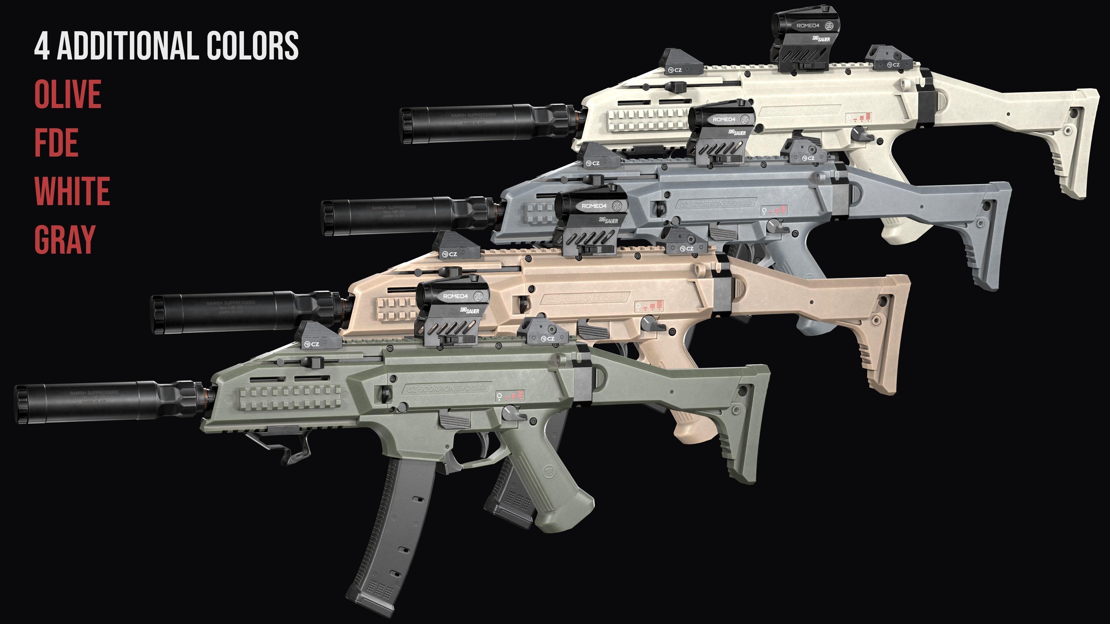 3D model Tactical Modular SMG CZ Scorpion EVO 3 A1 VR / AR / low-poly ...