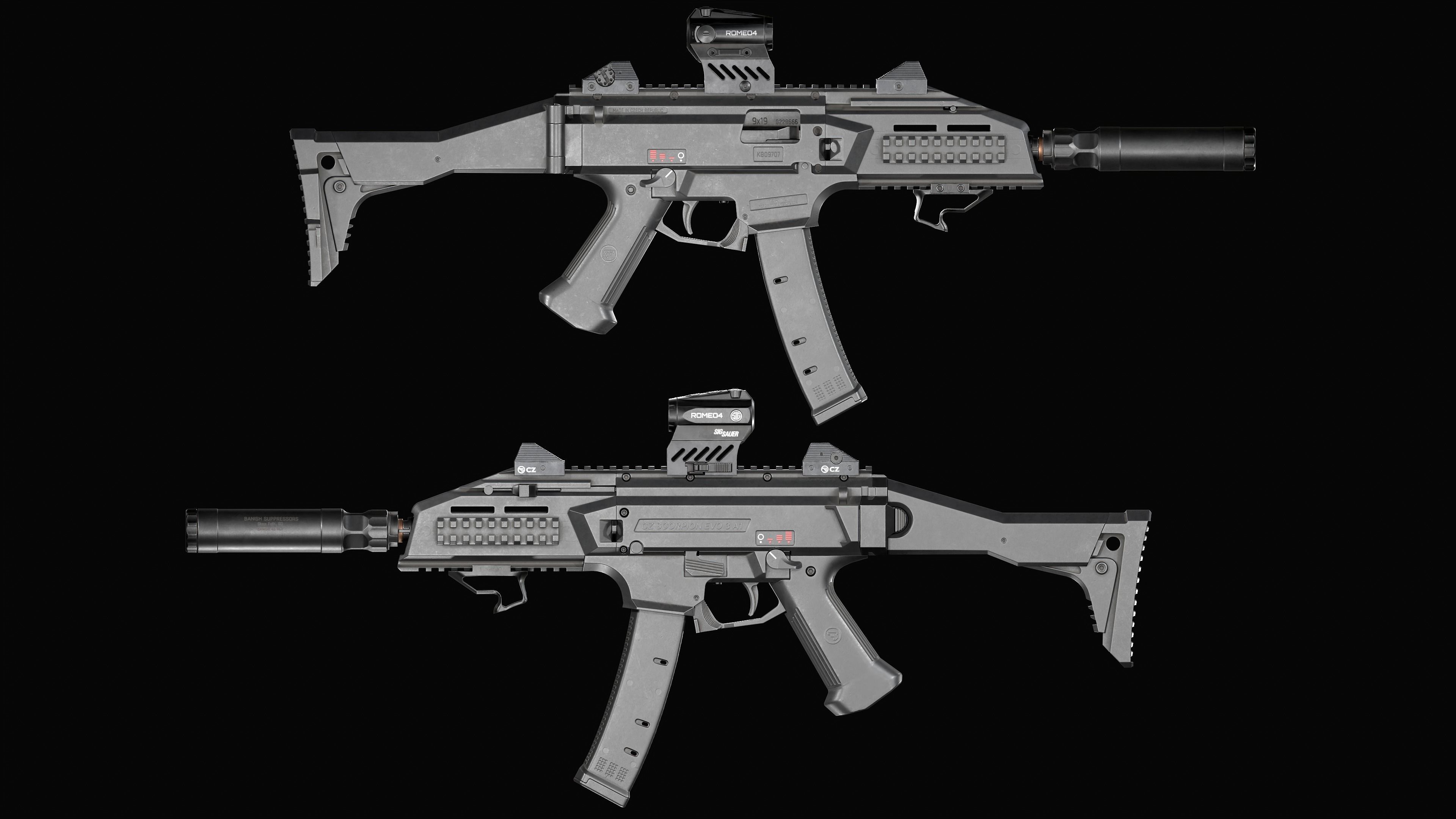 3D model Tactical Modular SMG CZ Scorpion EVO 3 A1 VR / AR / low-poly ...