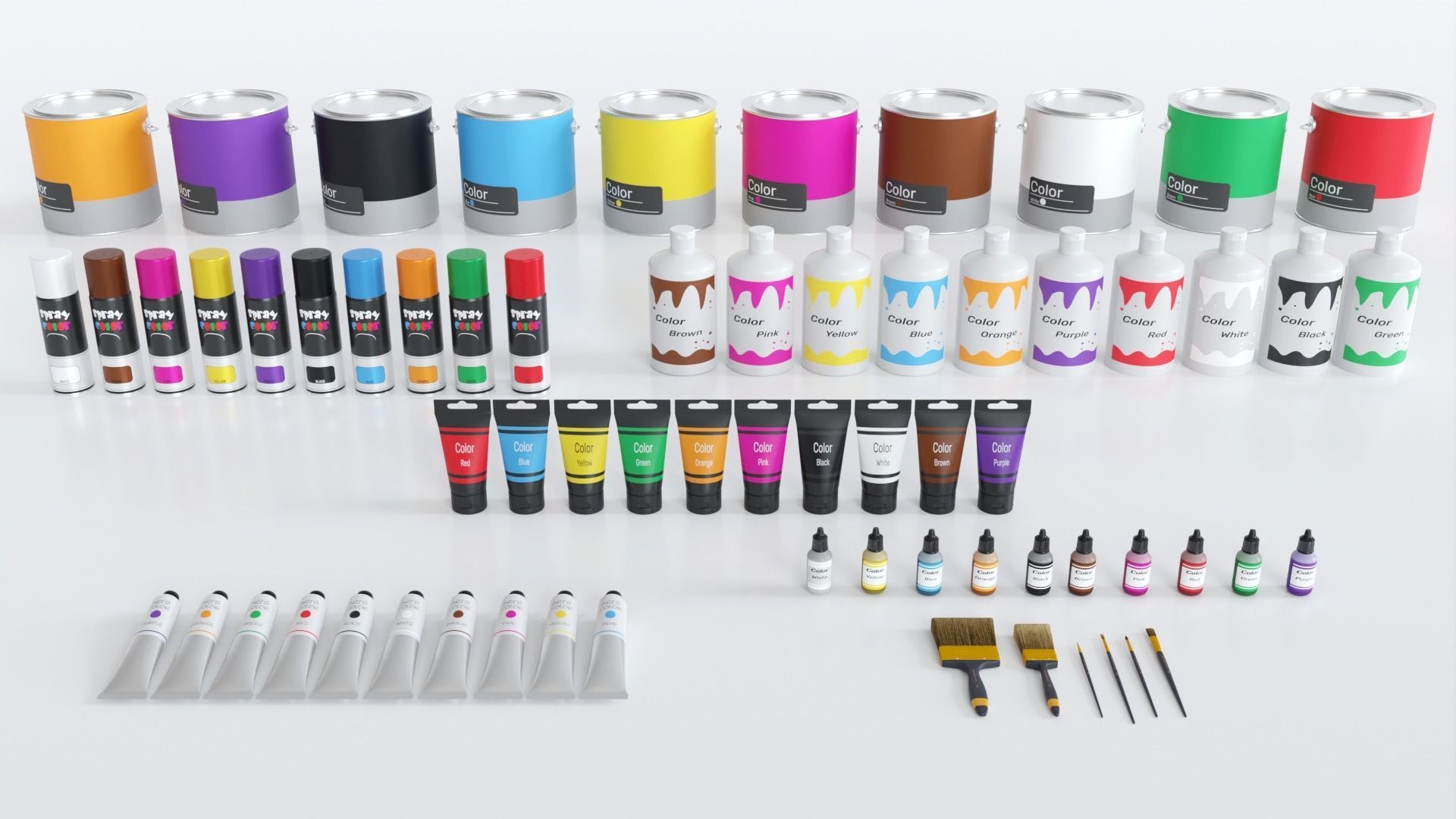 Pack 6 Paint Containers Colors 3D Model Collection | CGTrader