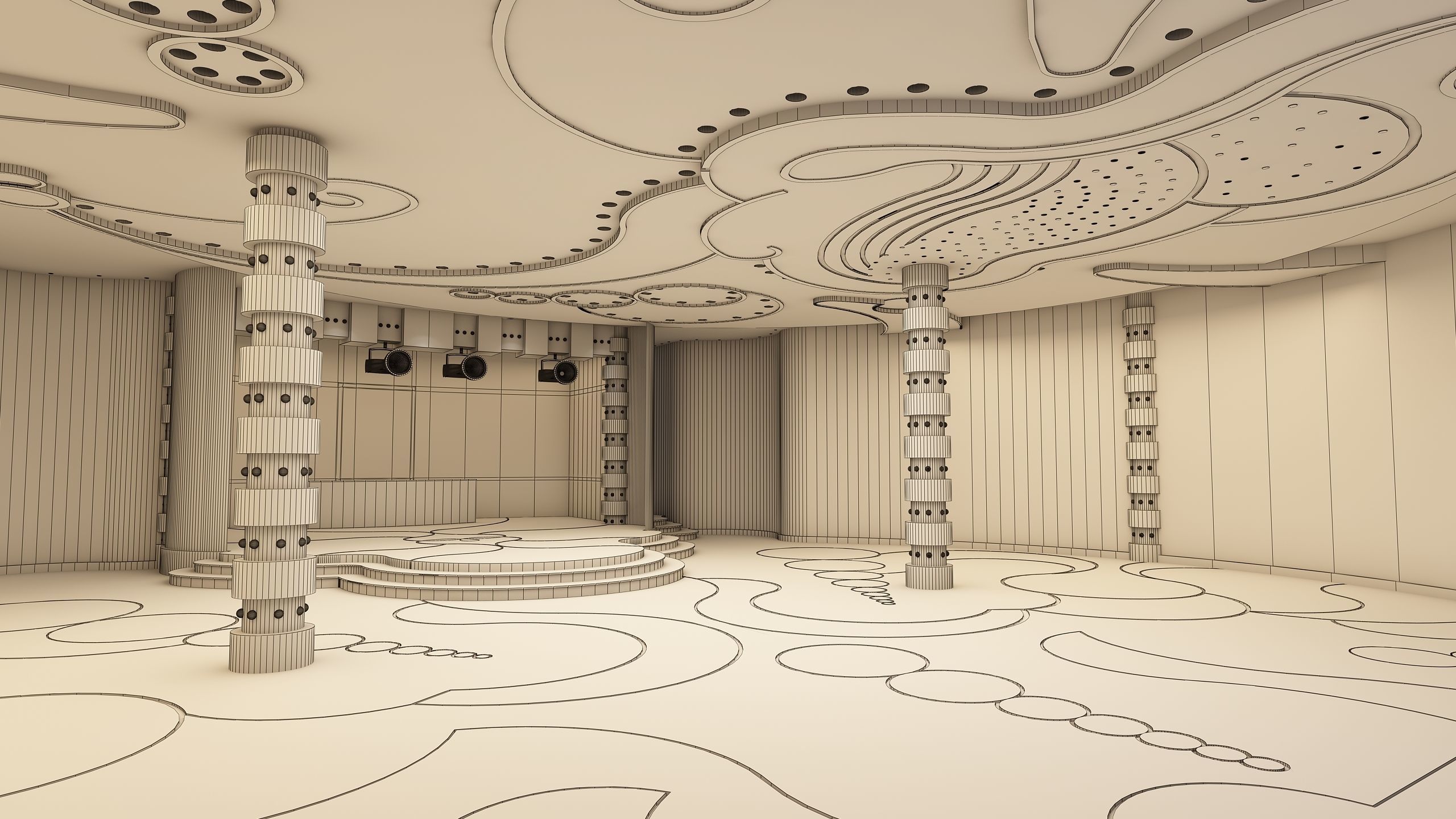 3D model 0187 - Night Club 3D Hall - 2D Drawings VR / AR / low-poly ...