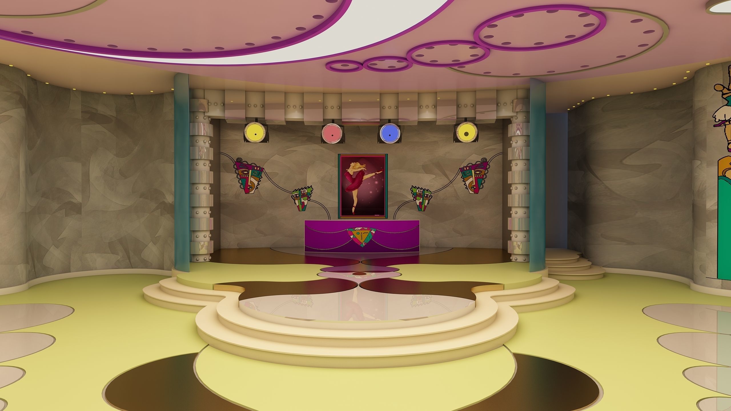 3D model 0187 - Night Club 3D Hall - 2D Drawings VR / AR / low-poly ...