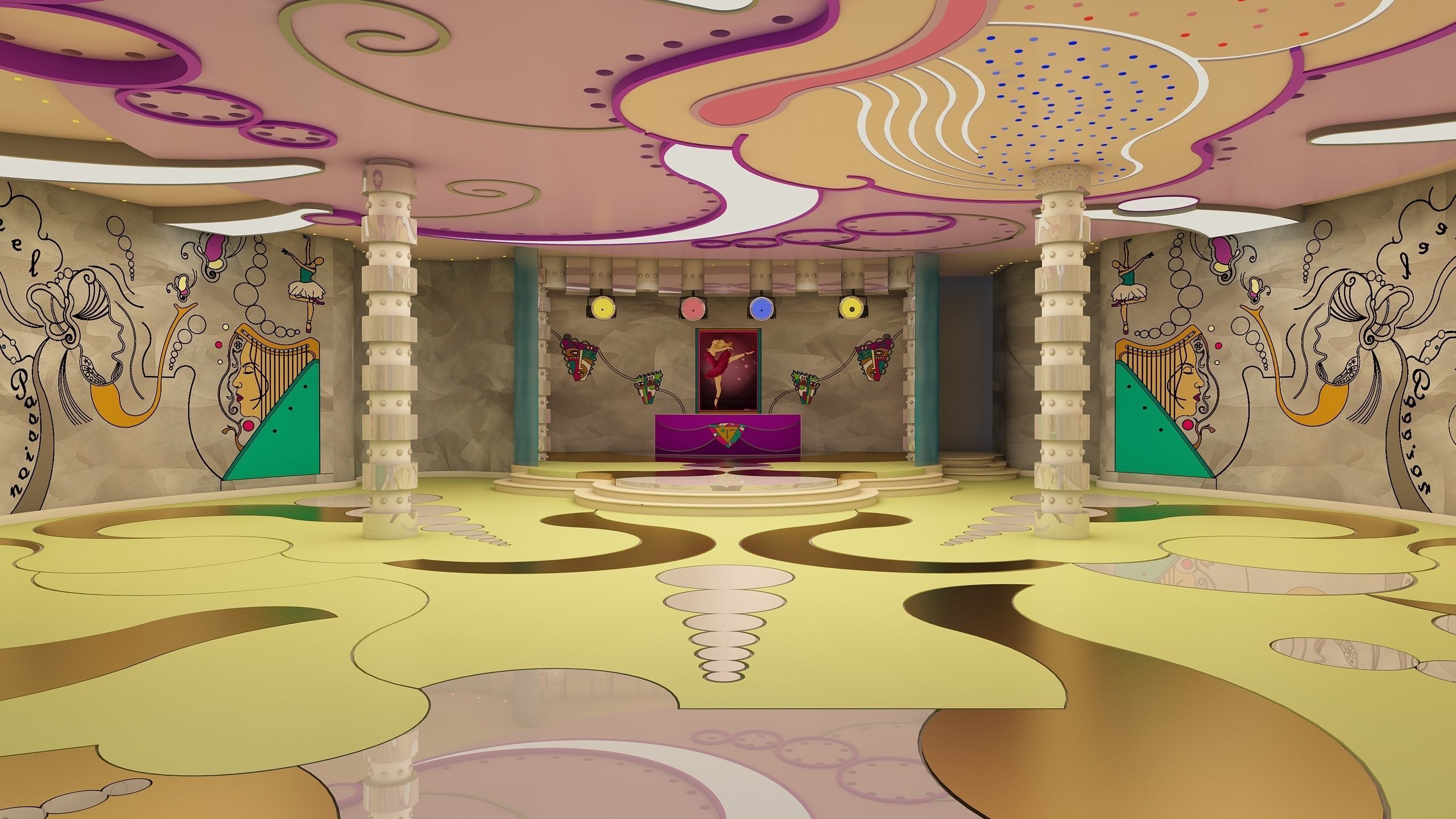 3D model 0187 - Night Club 3D Hall - 2D Drawings VR / AR / low-poly ...