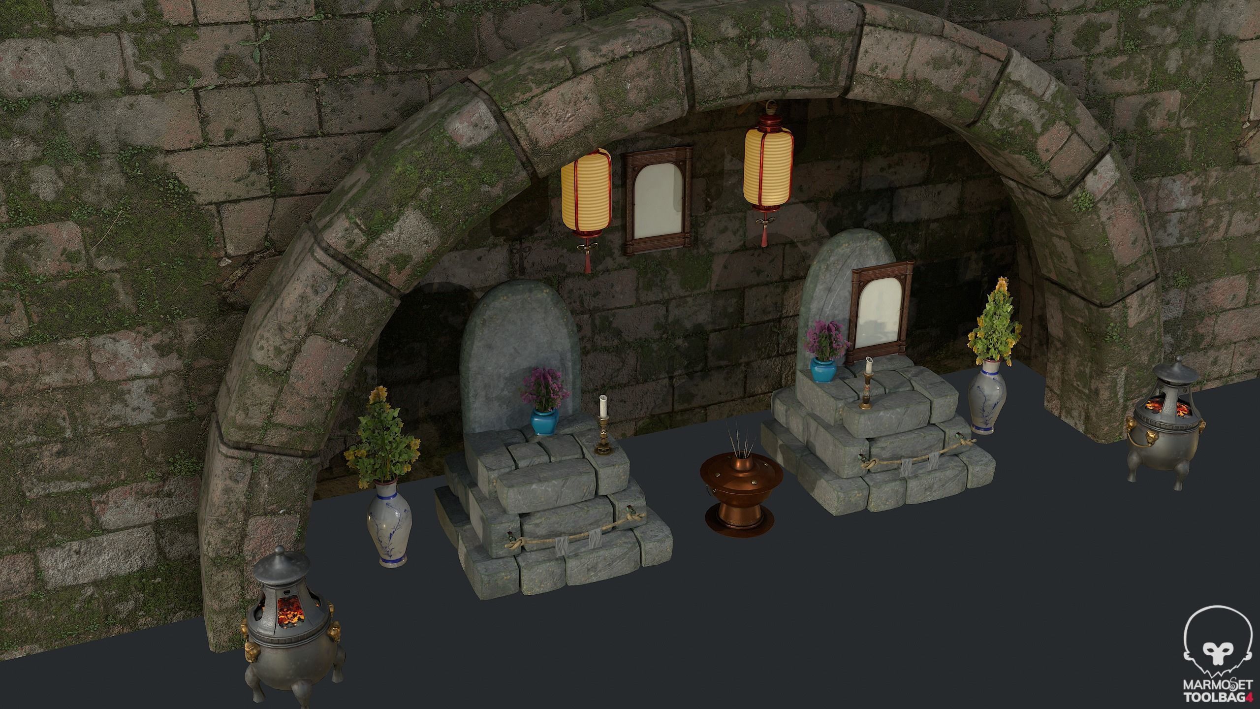 3D model Tomb - Altar - Cemetery Scene VR / AR / low-poly | CGTrader