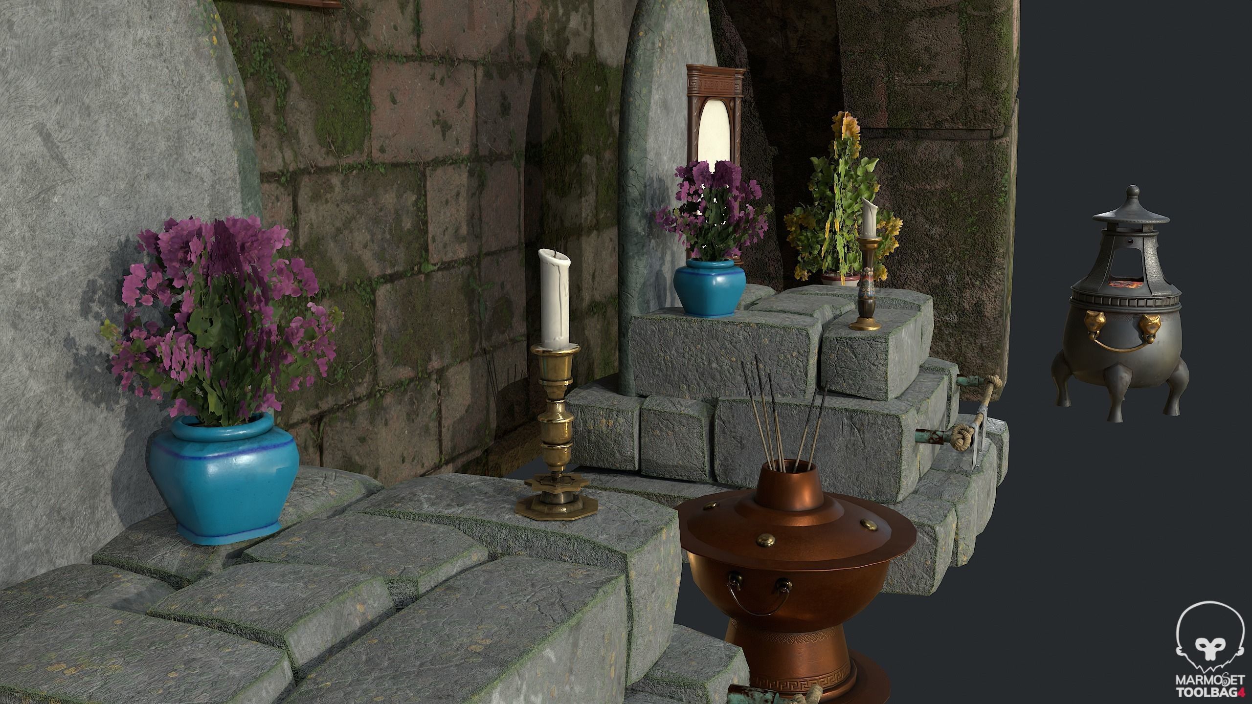 3D model Tomb - Altar - Cemetery Scene VR / AR / low-poly | CGTrader
