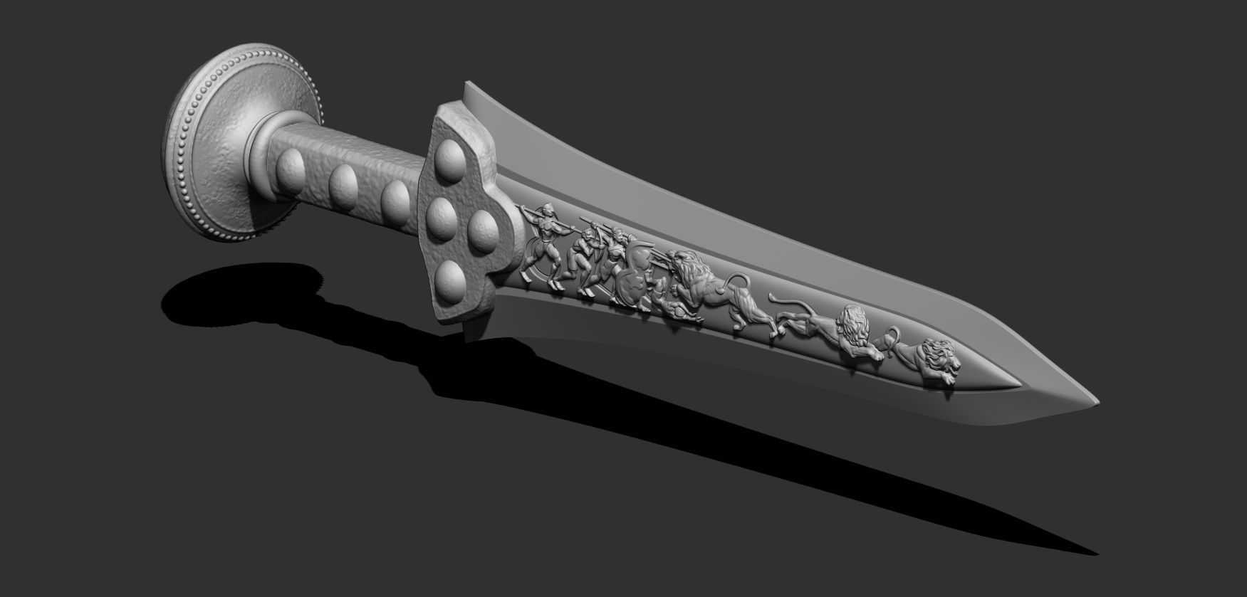 Mycenaean Lion Hunt Dagger 3D model 3D printable | CGTrader