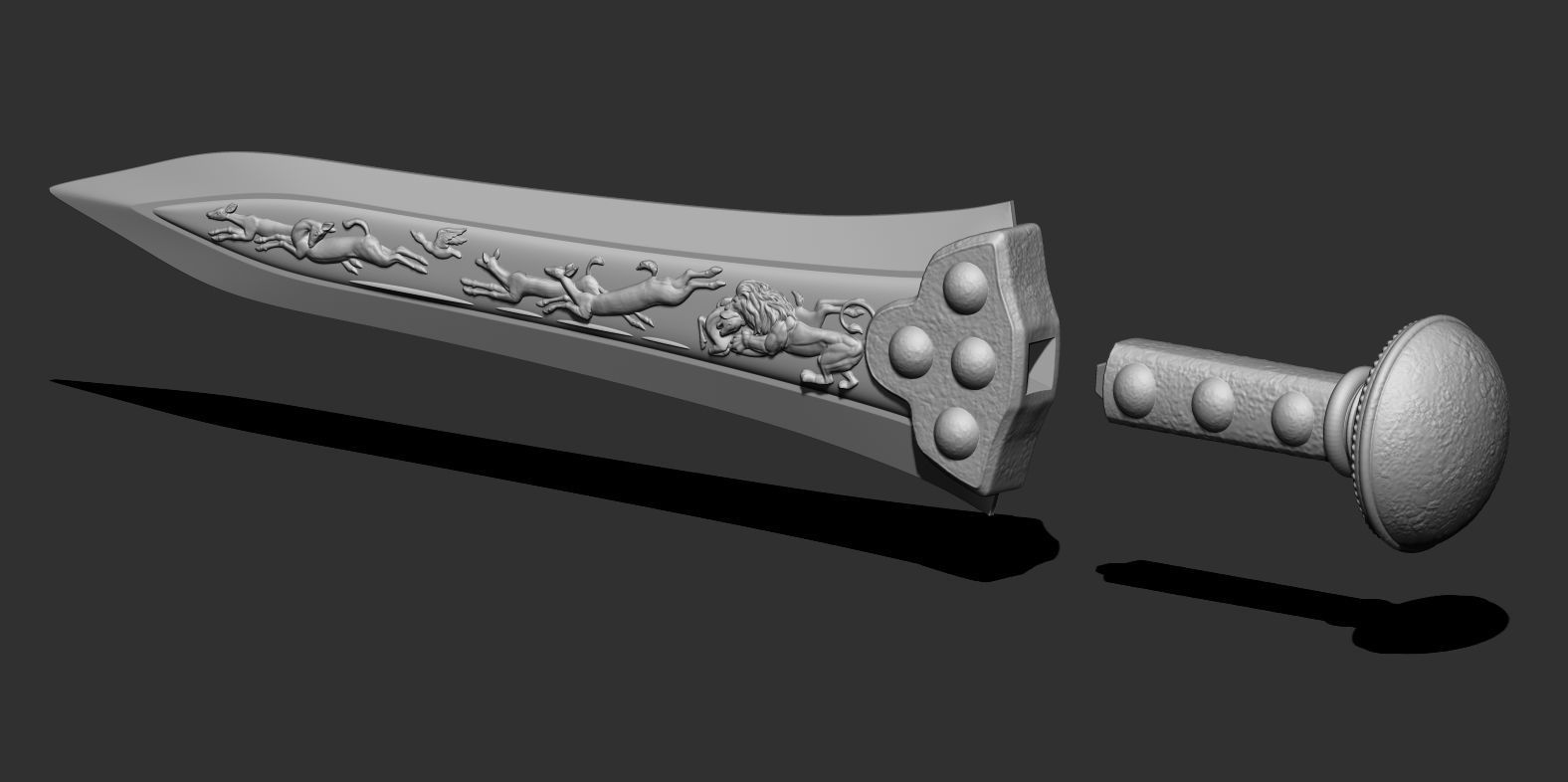 Mycenaean Lion Hunt Dagger 3D model 3D printable | CGTrader