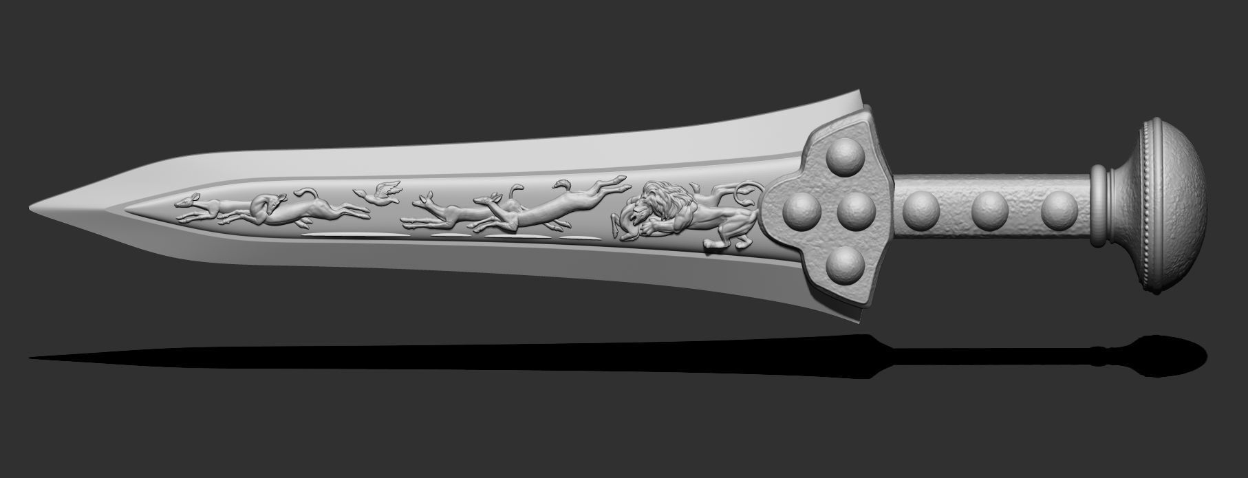 Mycenaean Lion Hunt Dagger 3D model 3D printable | CGTrader