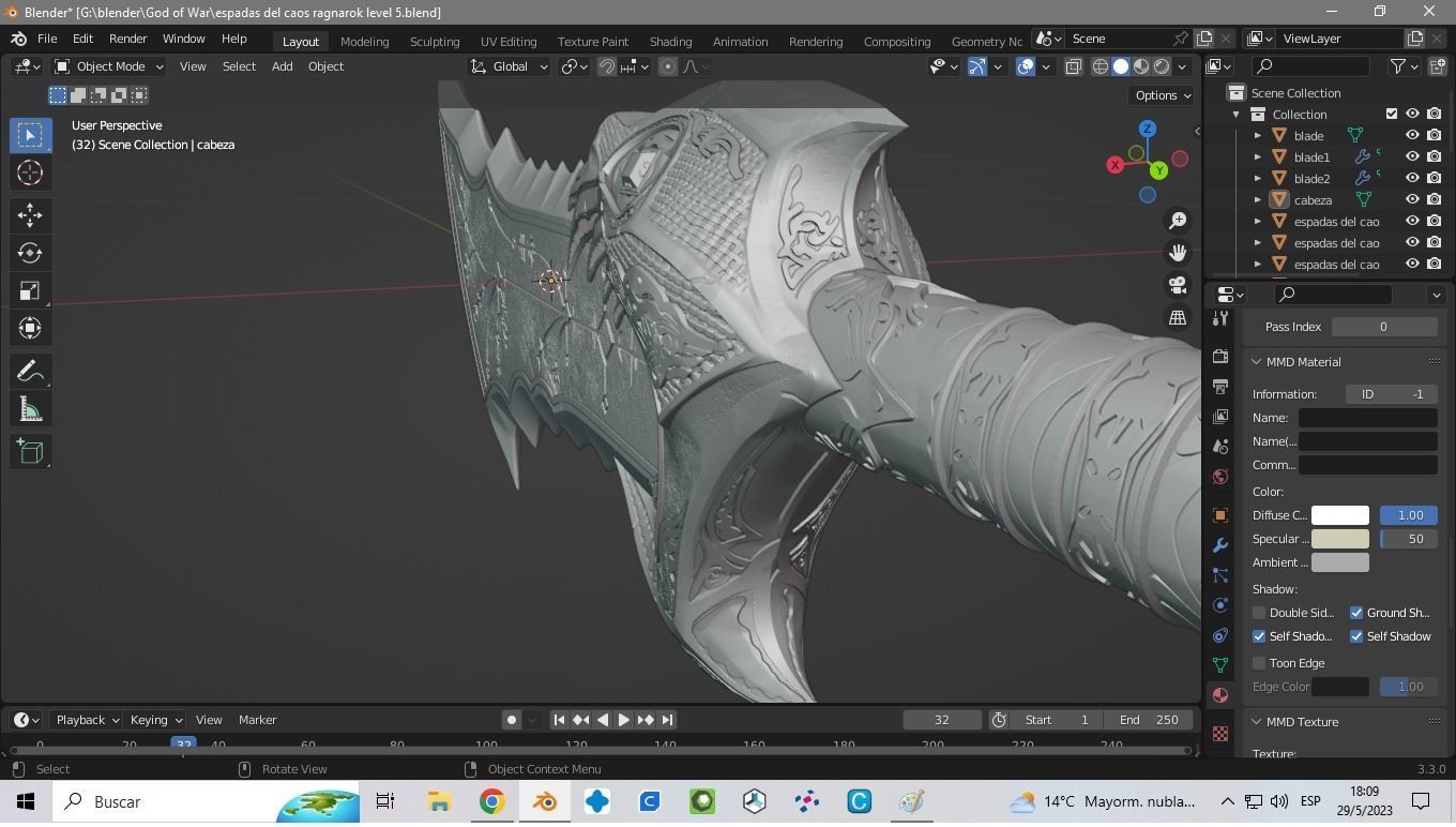 God Of War Ragnarok Blades Of Chaos lv5 3d print 3D model 3D printable ...