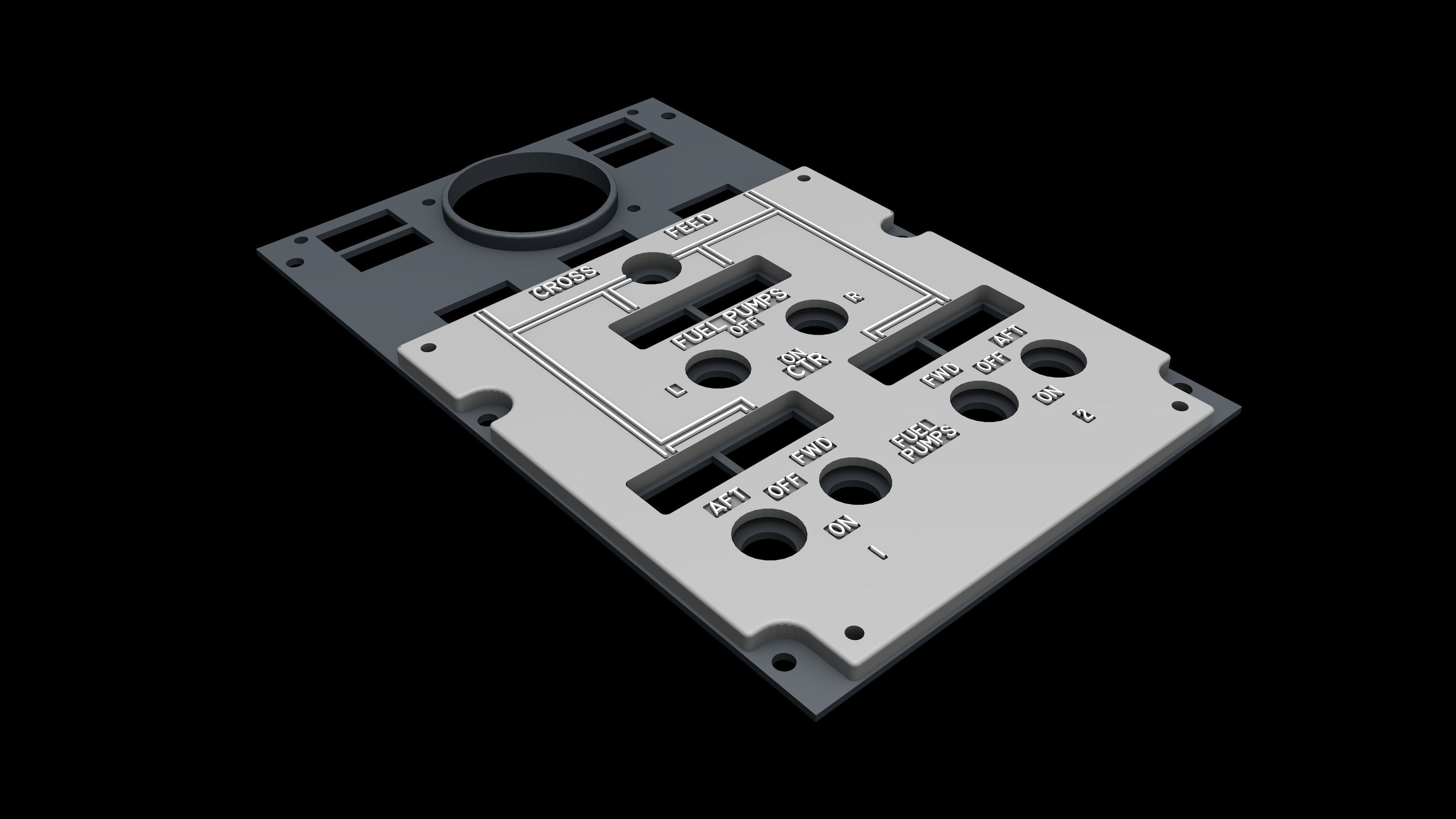 BOEING 737 OVERHEAD - FUEL PANEL 3D model 3D printable | CGTrader