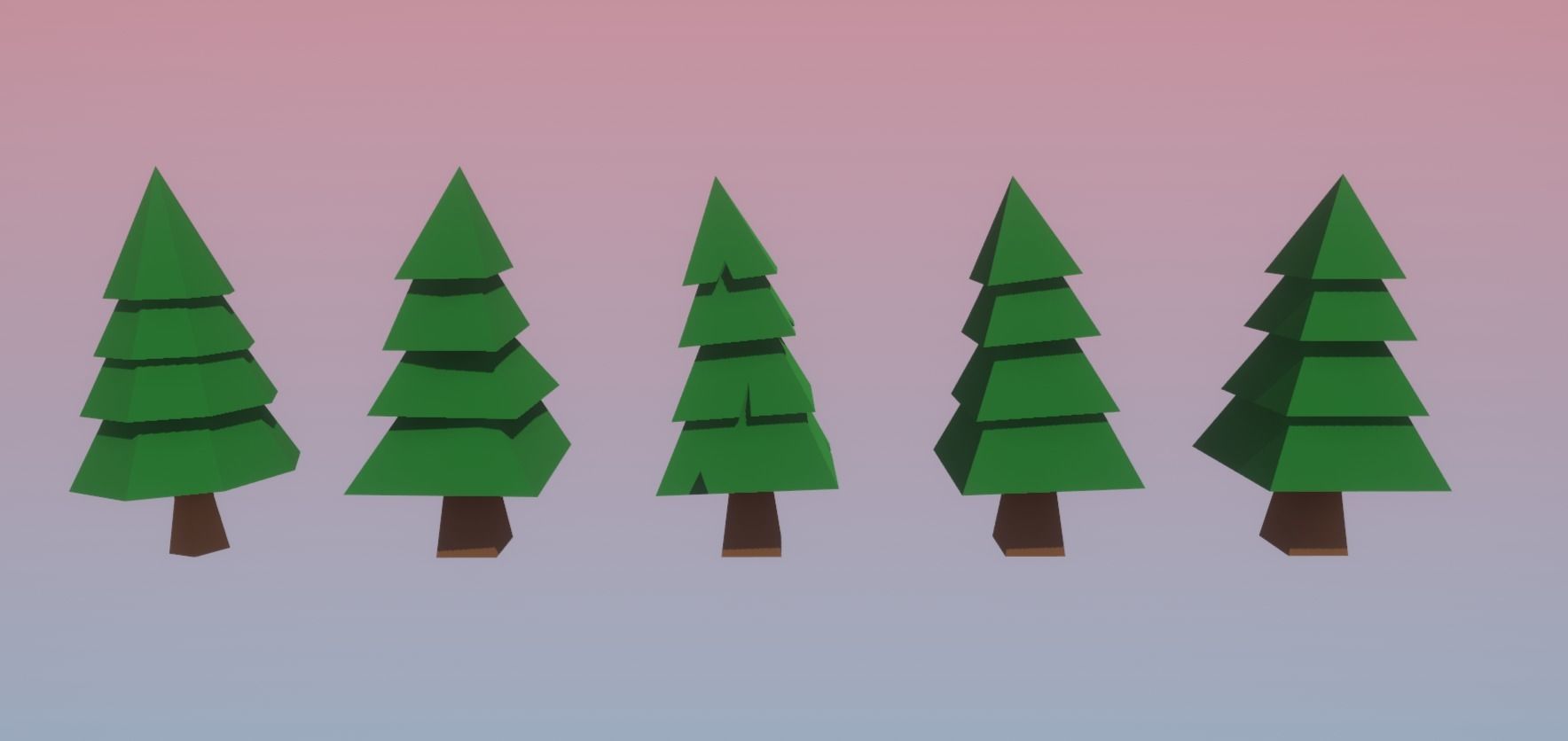 3D model Colored Pine Tree Pack - Low Poly VR / AR / low-poly | CGTrader