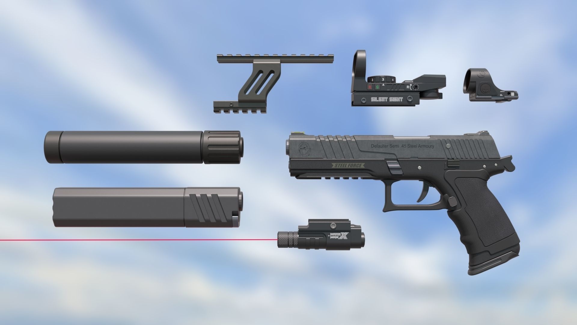 Pistol Semi auto Defaulter 45 3D model | CGTrader