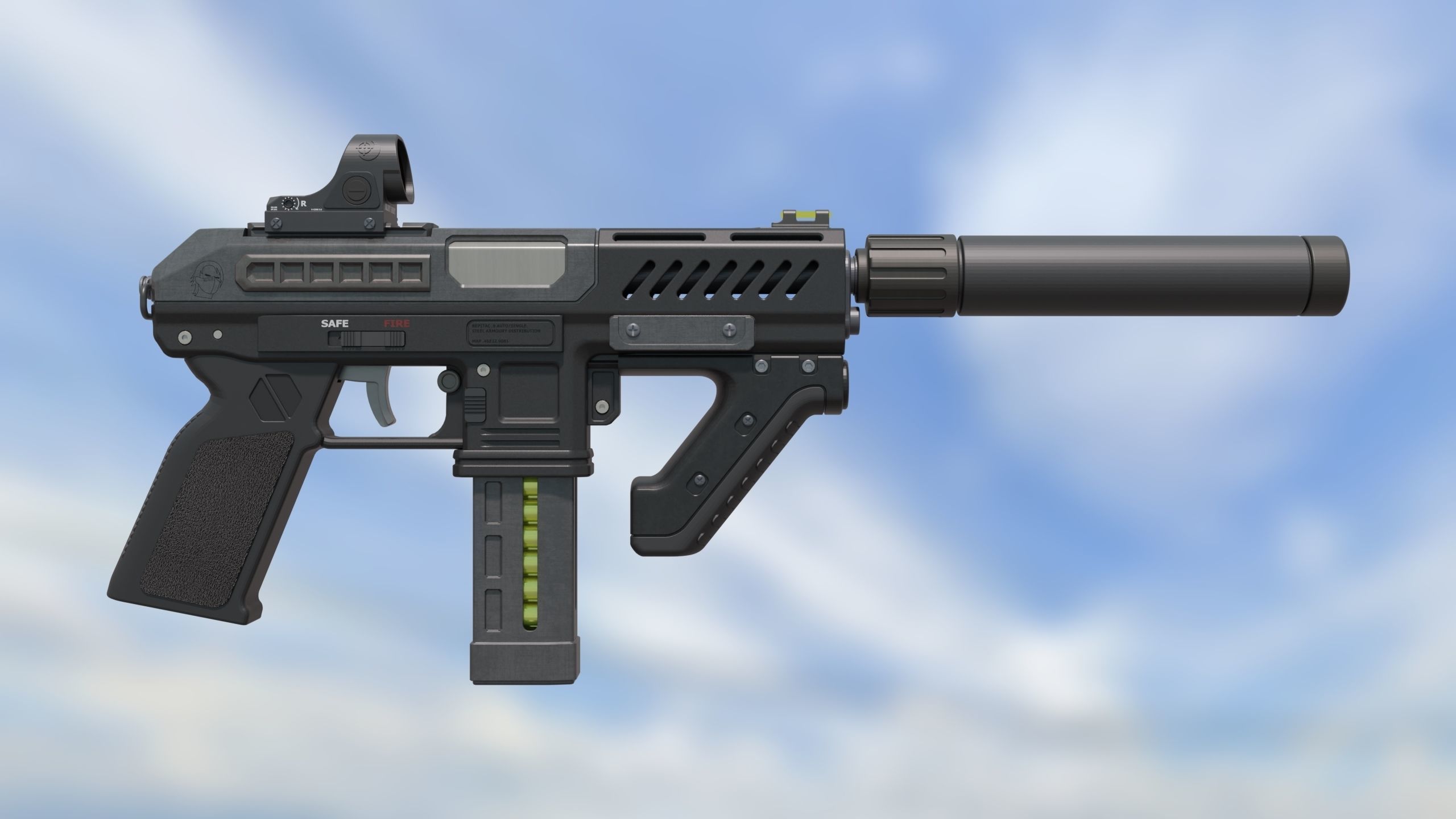 Machine Pistol Single-Auto Reapter 9 3D model | CGTrader