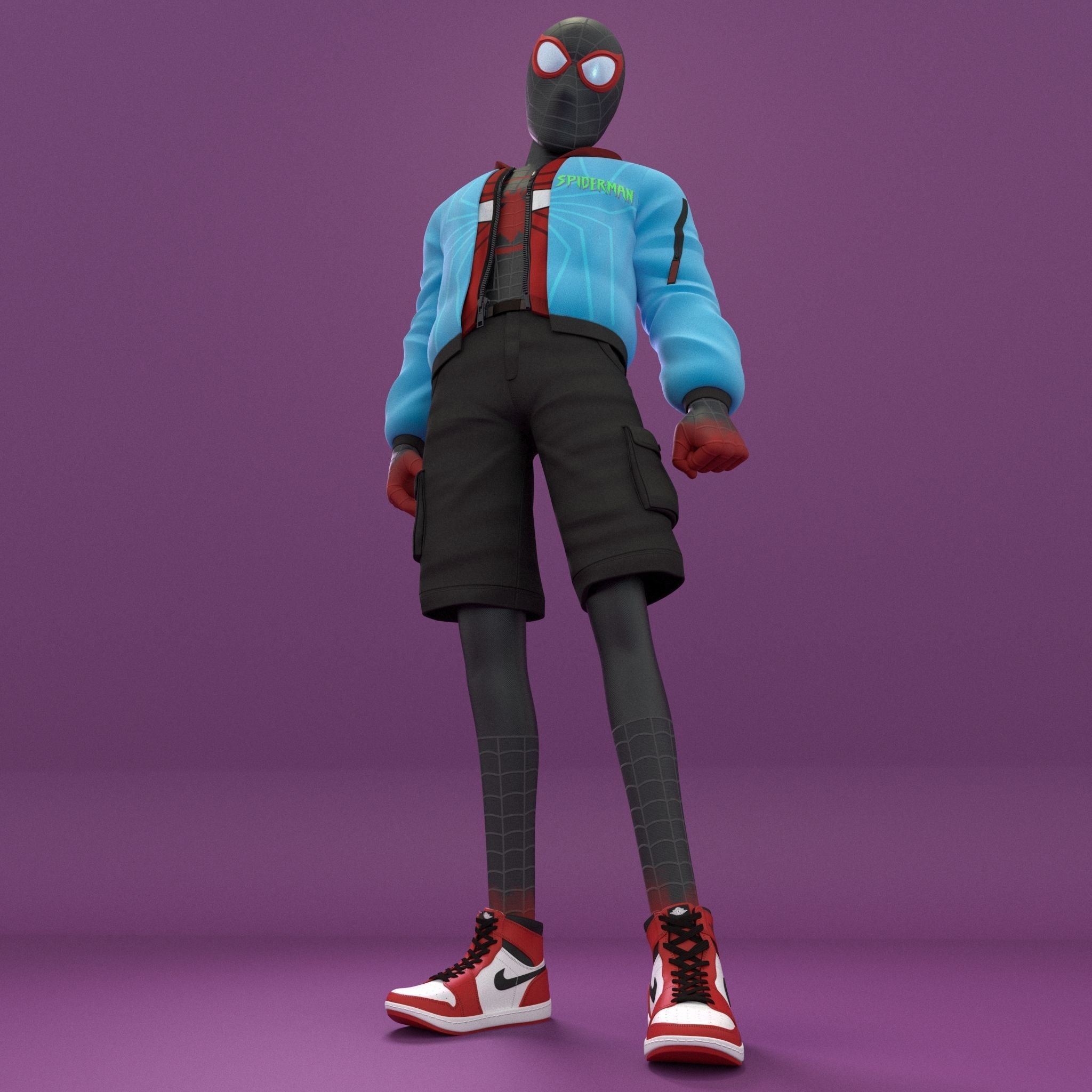 Miles Morales Spider Man Action To Animated Maya Rig 3d Model 3d Model Rigged Cgtrader 