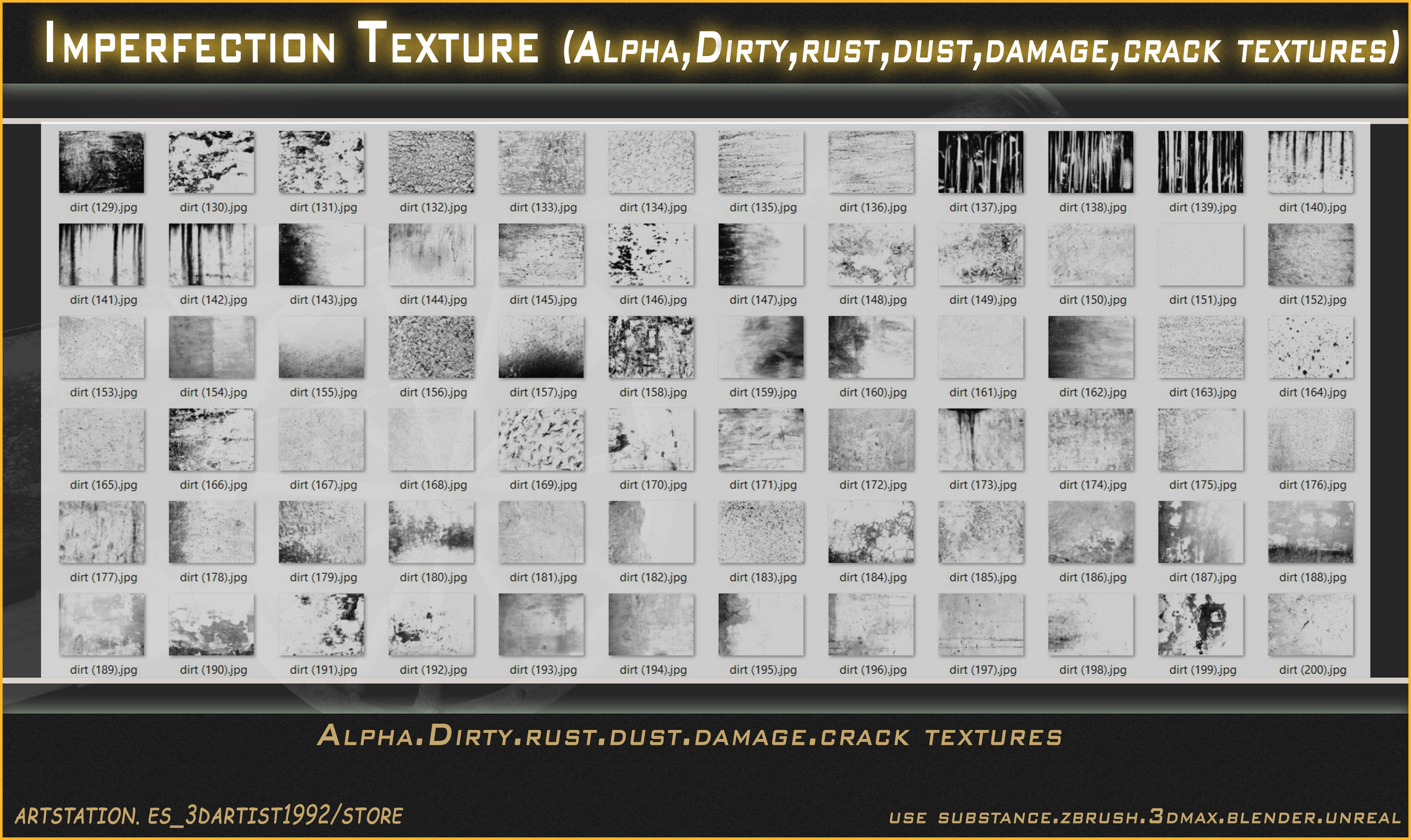 255 Imperfection Texture Alpha Dirty rust dust damage crack Texture | CGTrader