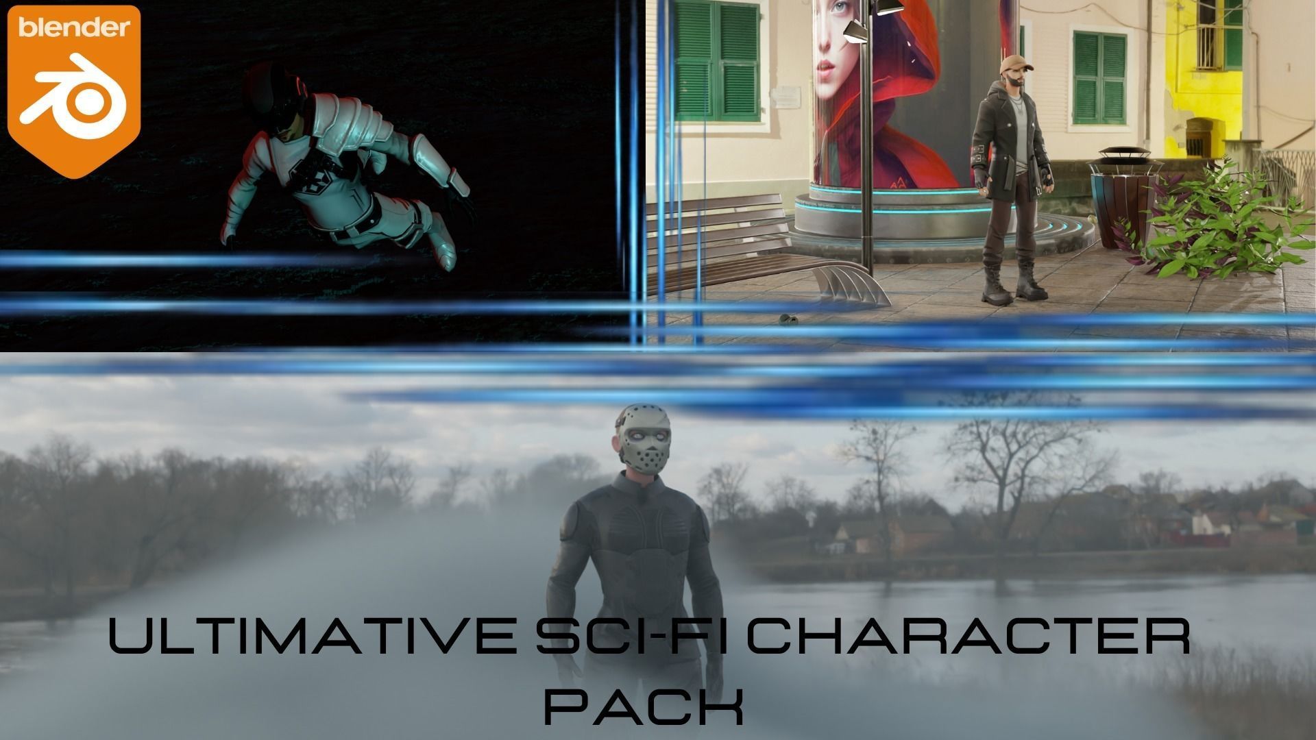 Sci-fi character pack for Blender free VR / AR / low-poly 3D model ...