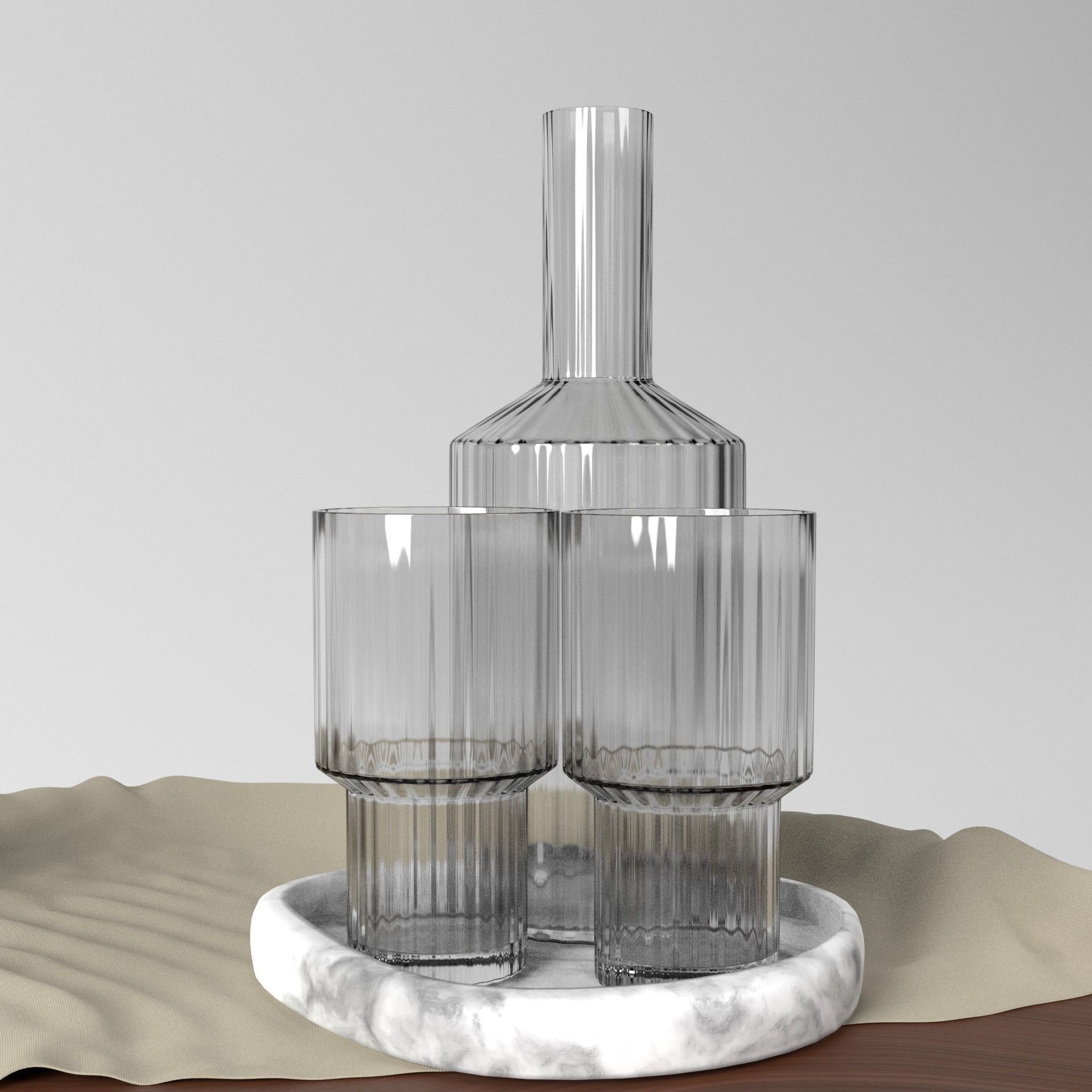 Faced pitcher set free 3D model | CGTrader