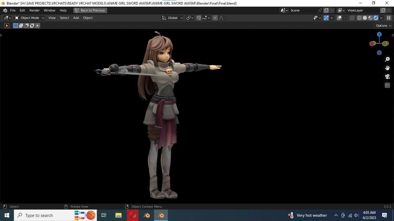 3D model 3D VRchat Warrior Girl Character VR / AR / low-poly | CGTrader