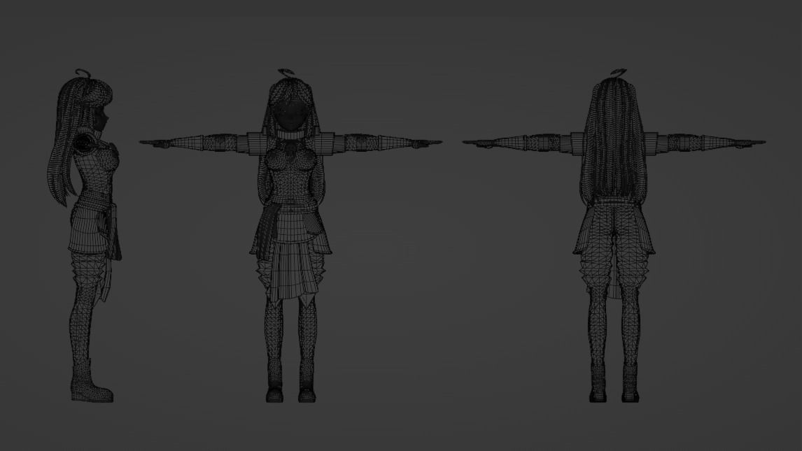 3D model 3D VRchat Warrior Girl Character VR / AR / low-poly | CGTrader