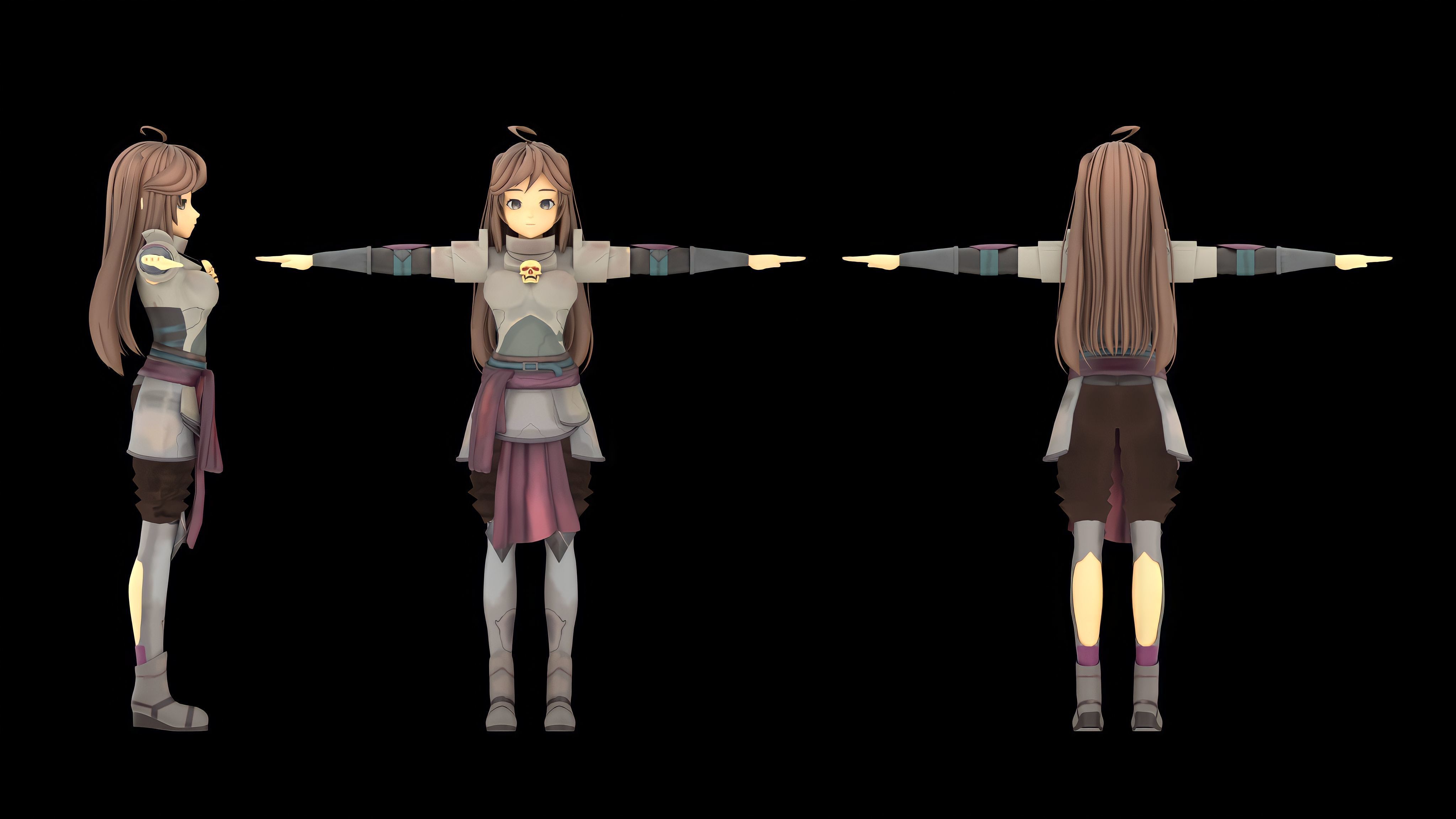 3D model 3D VRchat Warrior Girl Character VR / AR / low-poly | CGTrader
