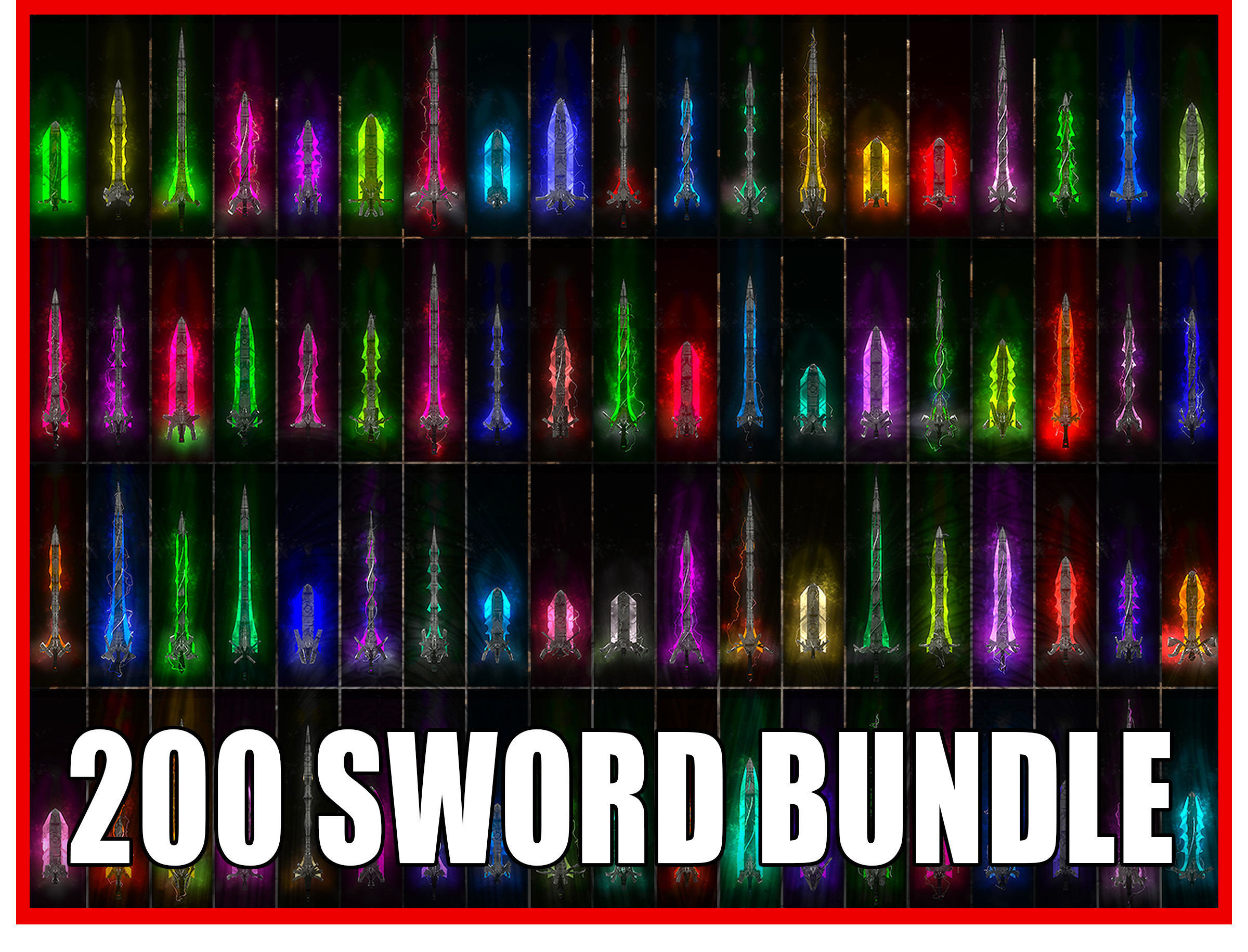 3D model 200 Unique Sword Blade Bundle Procedural Generator For Blender ...