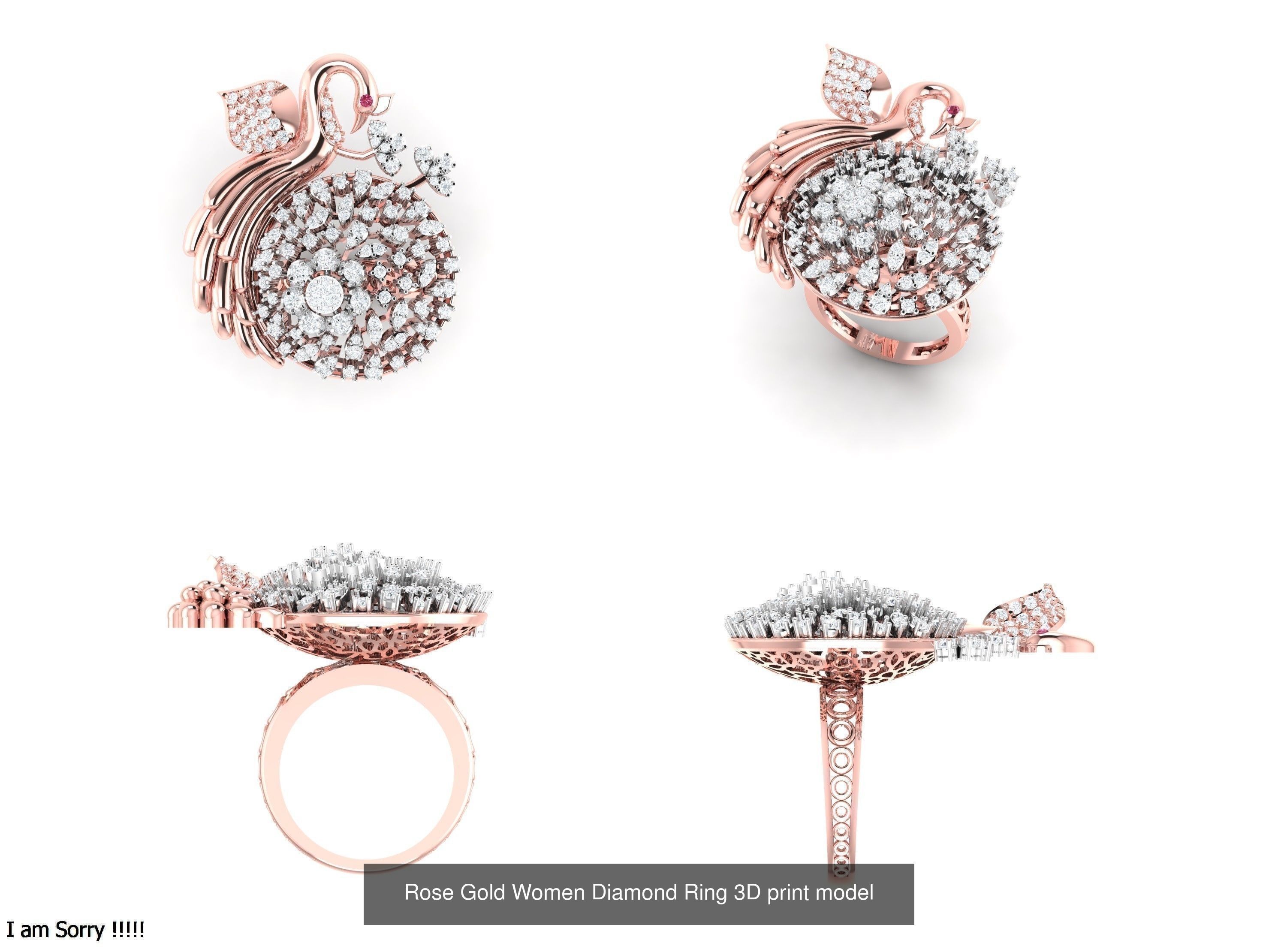 Rose Gold Women Diamond Ring Collection 3D print model | CGTrader
