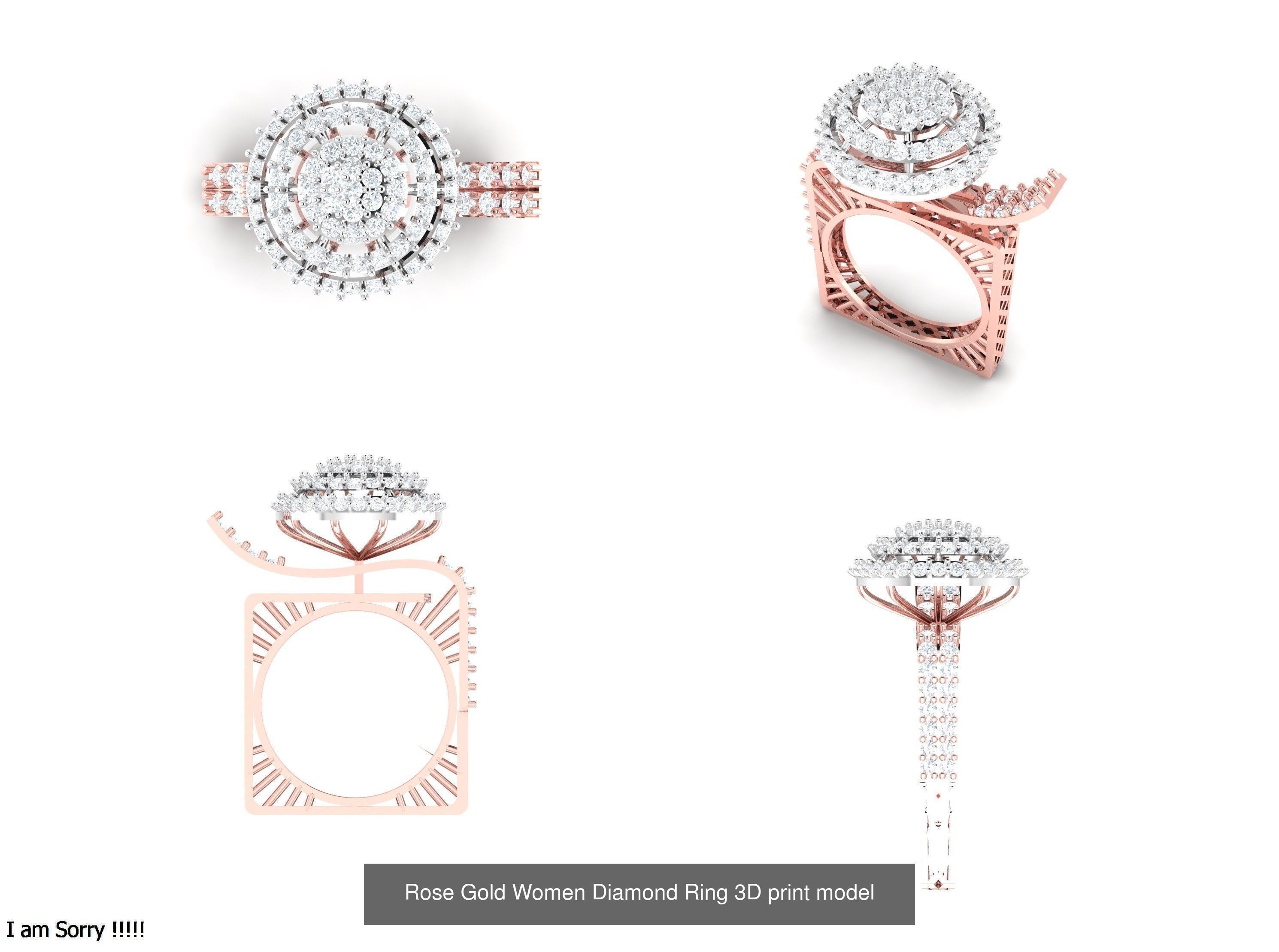 Rose Gold Women Diamond Ring Collection 3D print model | CGTrader
