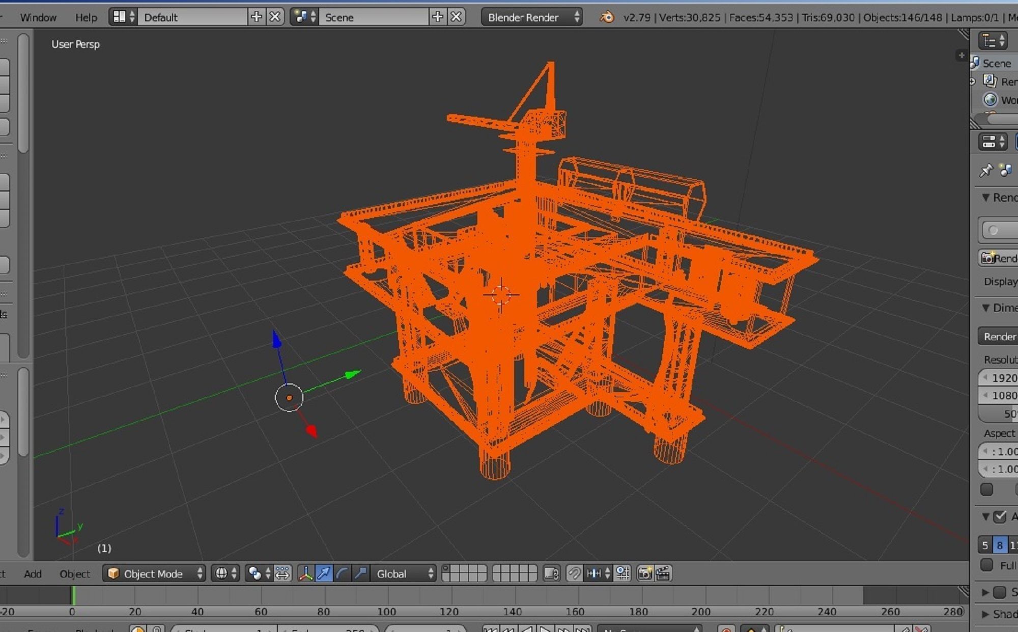 3D model oil gas sea platform lowpoly multiple parts VR / AR / low-poly ...