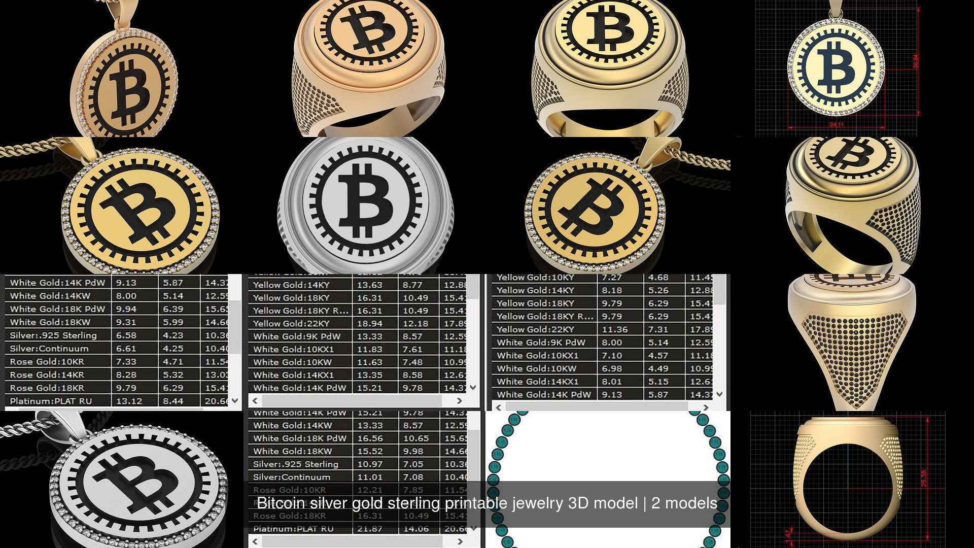 Bitcoin silver gold sterling printable jewelry 3D model 3D Model ...